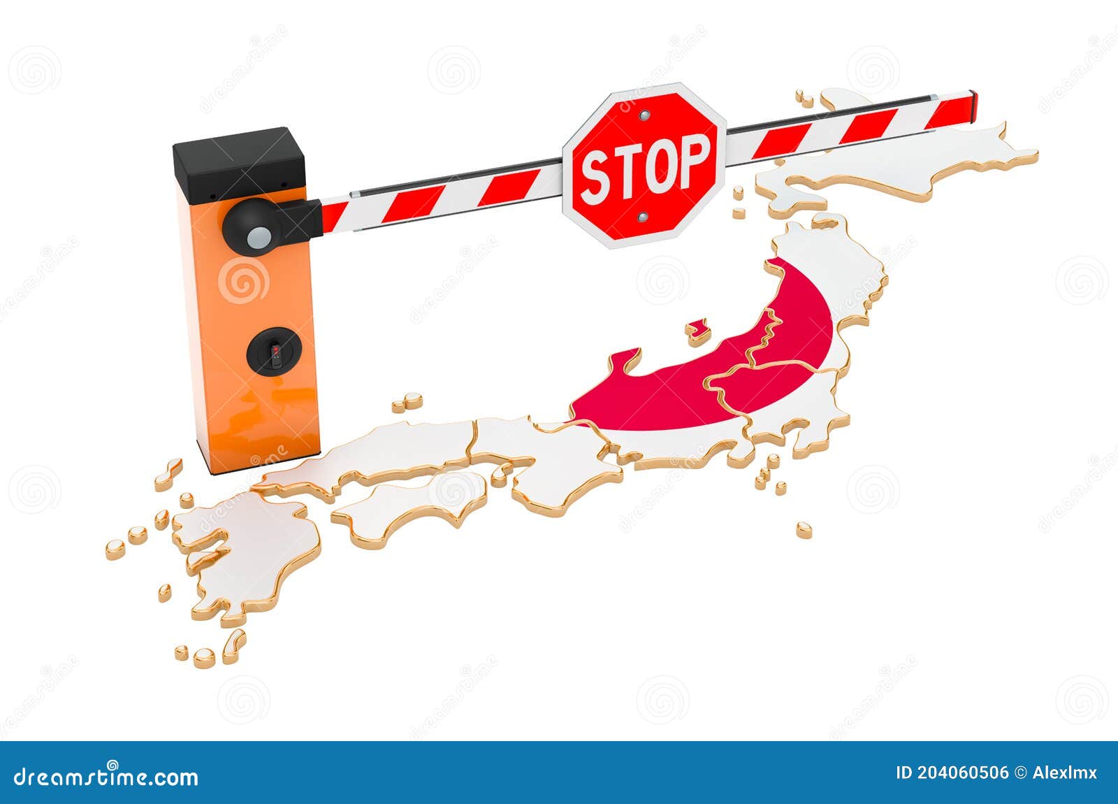 Border Close in Japan. Customs and Border Protection Concept Stock ...