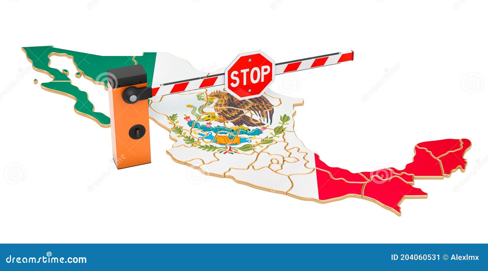 Border Close in Mexico. Customs and Border Protection Concept Stock ...