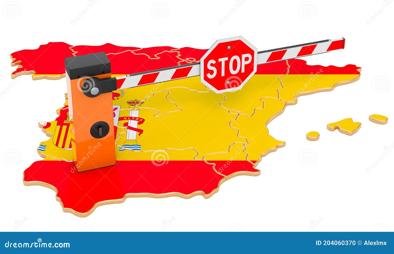 Border Close in Spain. Customs and Border Protection Concept Stock ...