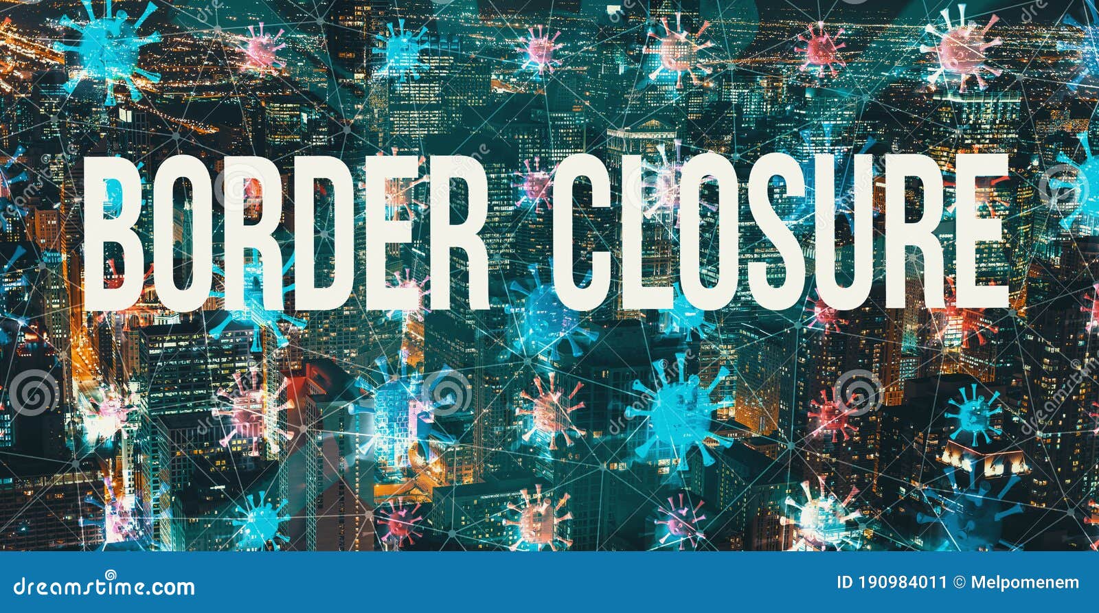 Border Closure Theme with Night Cityscape Stock Illustration ...