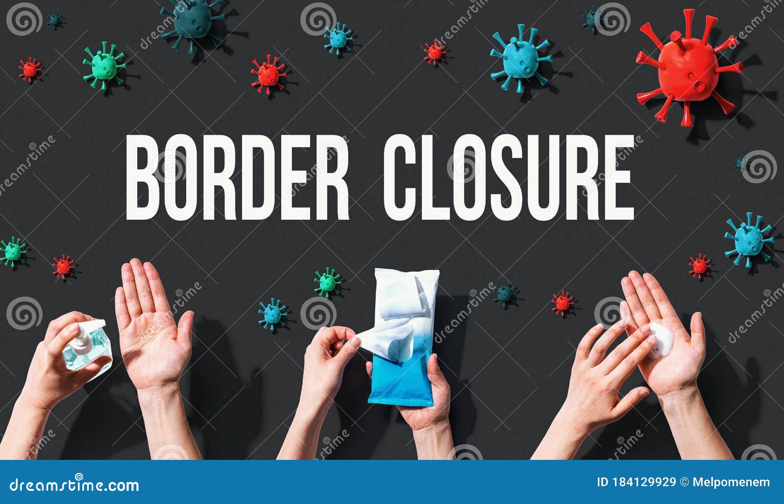 Border Closure Theme with Viral and Hygiene Objects Stock Image - Image ...