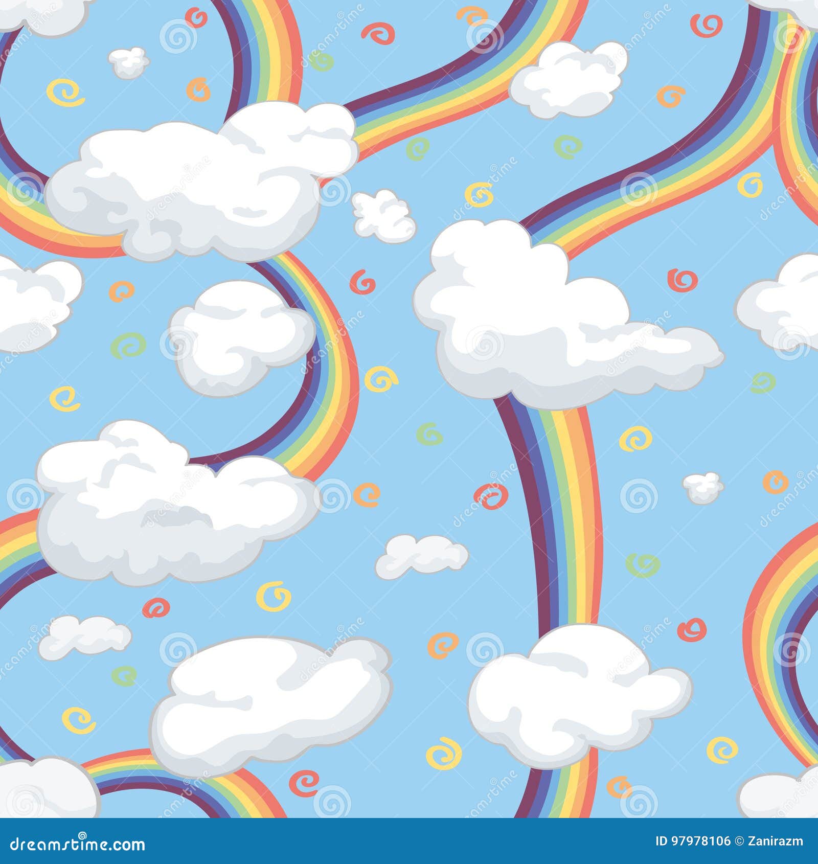 Border with Clouds and a Rainbow Stock Vector - Illustration of child ...