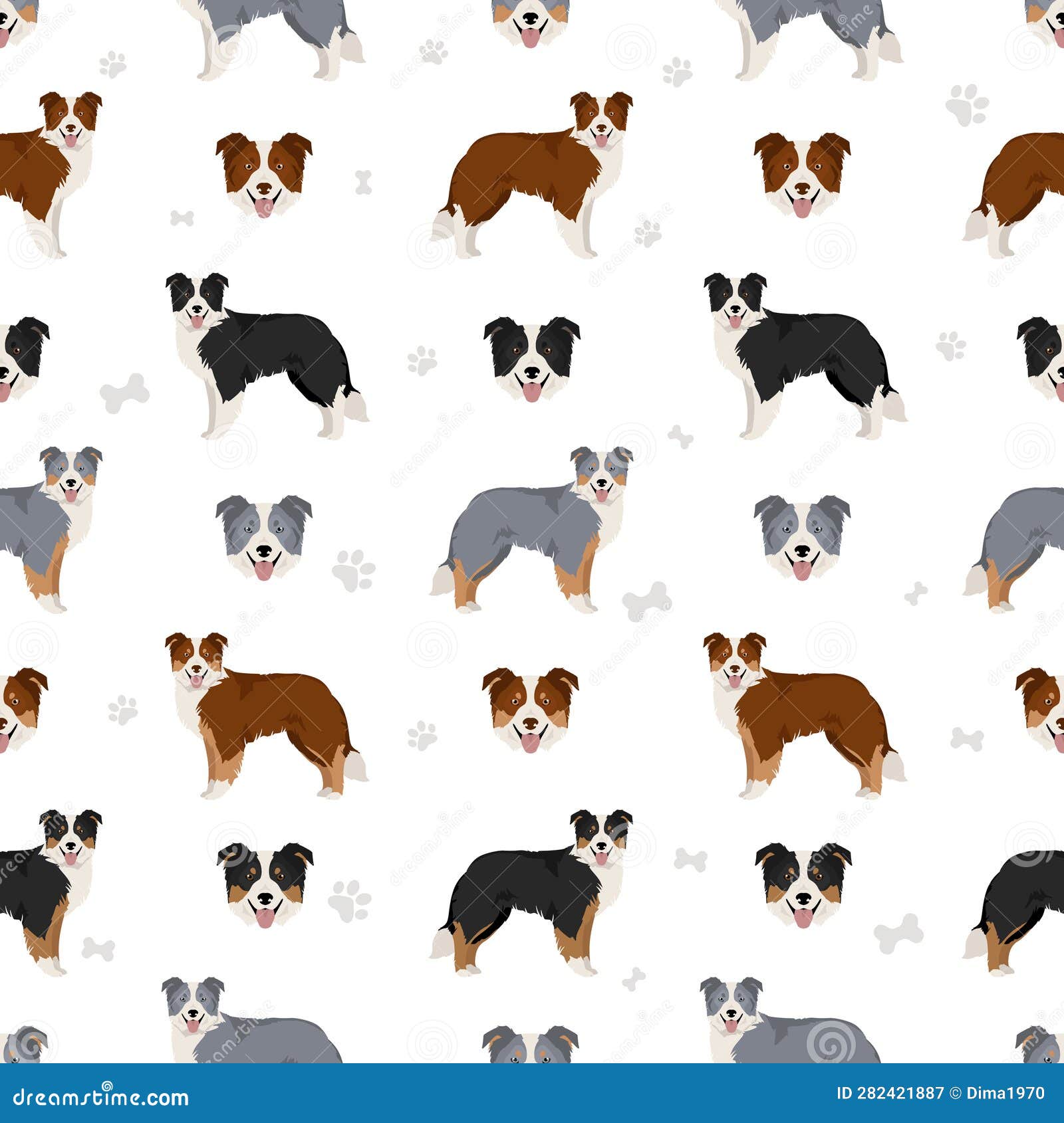 Border Collie Dog Seamless Pattern Stock Vector - Illustration of dogs ...