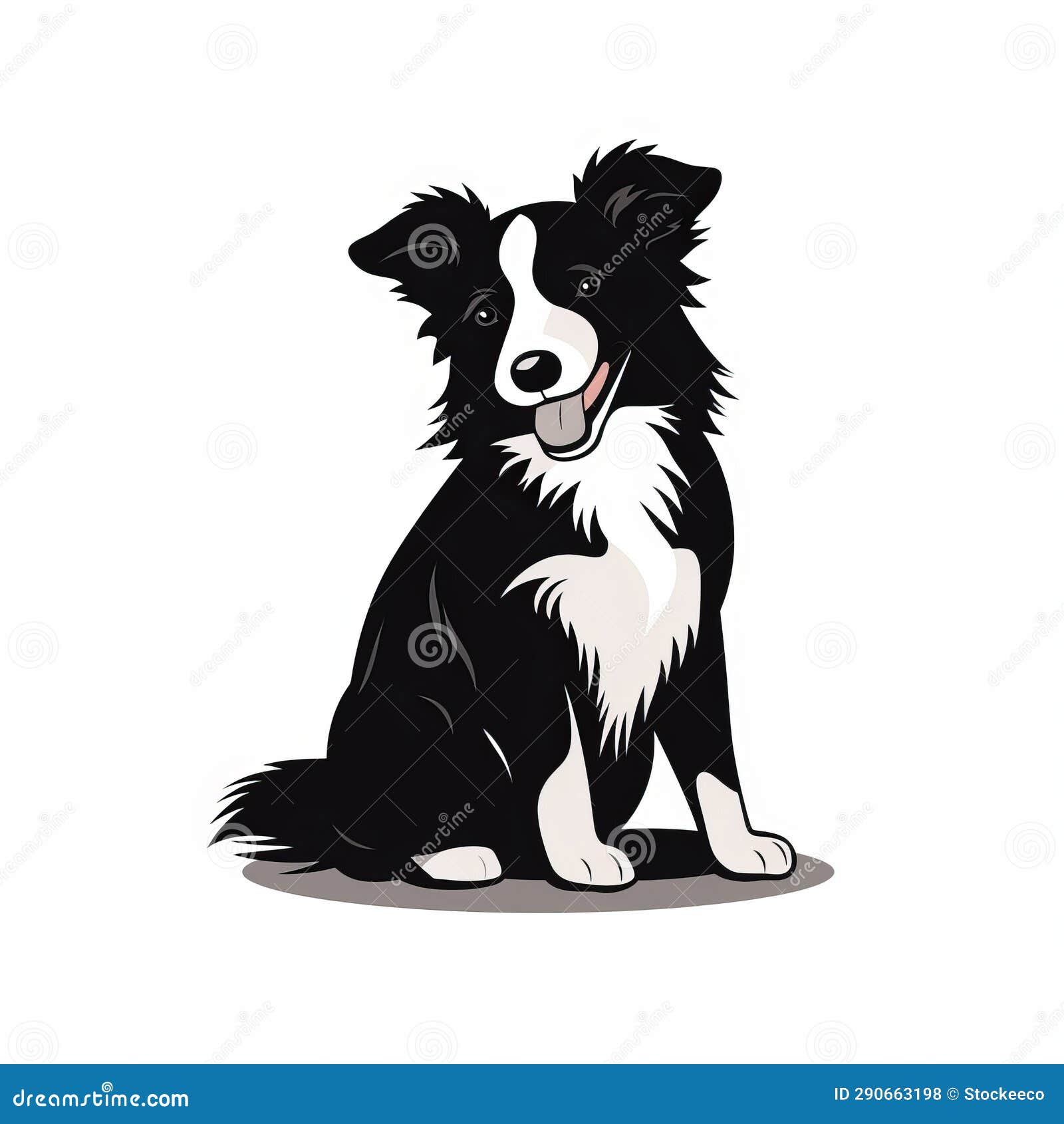 Border Collie Dog Vector Icon - High Contrast Composition Stock ...