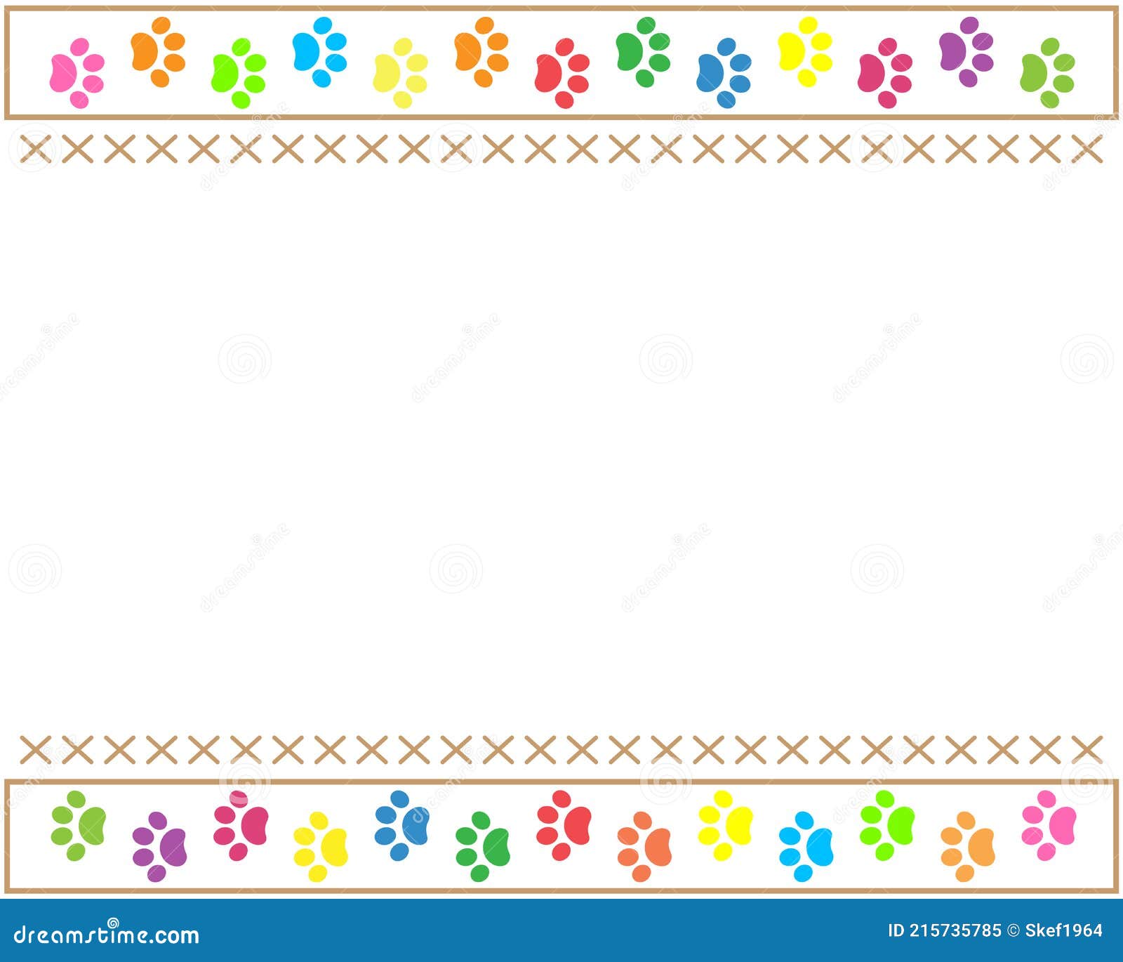 Paw Prints Animals Pets Dog Cat Corner Border Design Template Cartoon ...