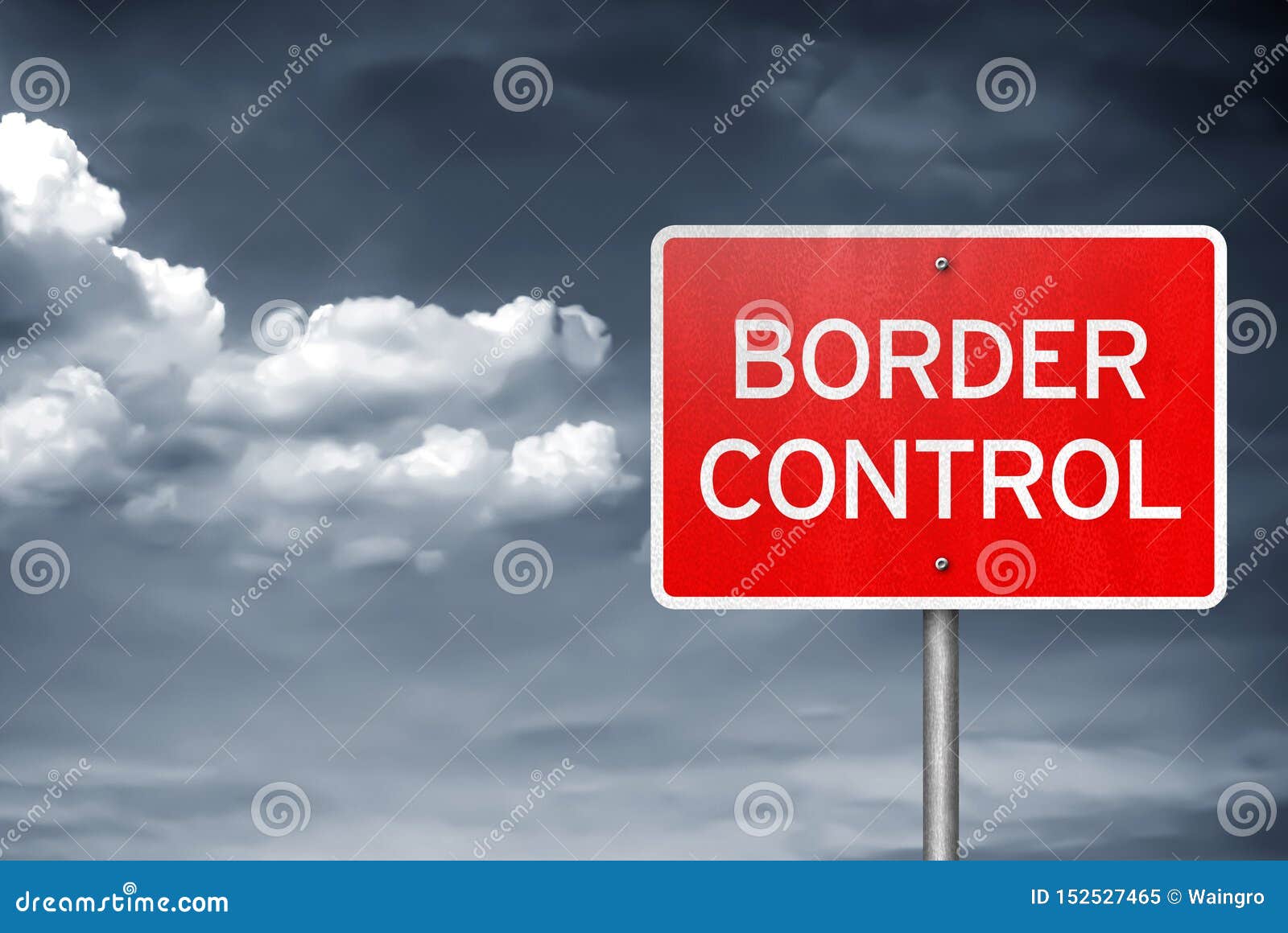 Border Control - Traffic Sign Information Stock Image - Image of united ...