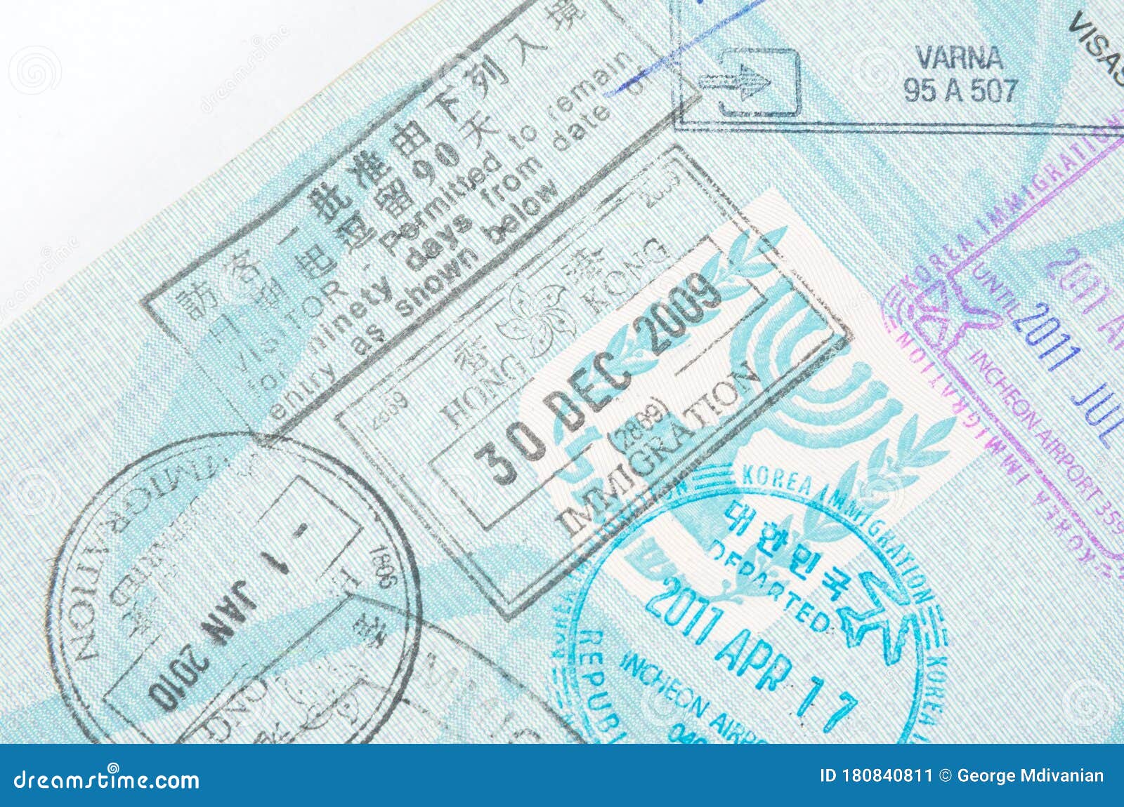 Border crossing stamps editorial photo. Image of stamps - 180840811