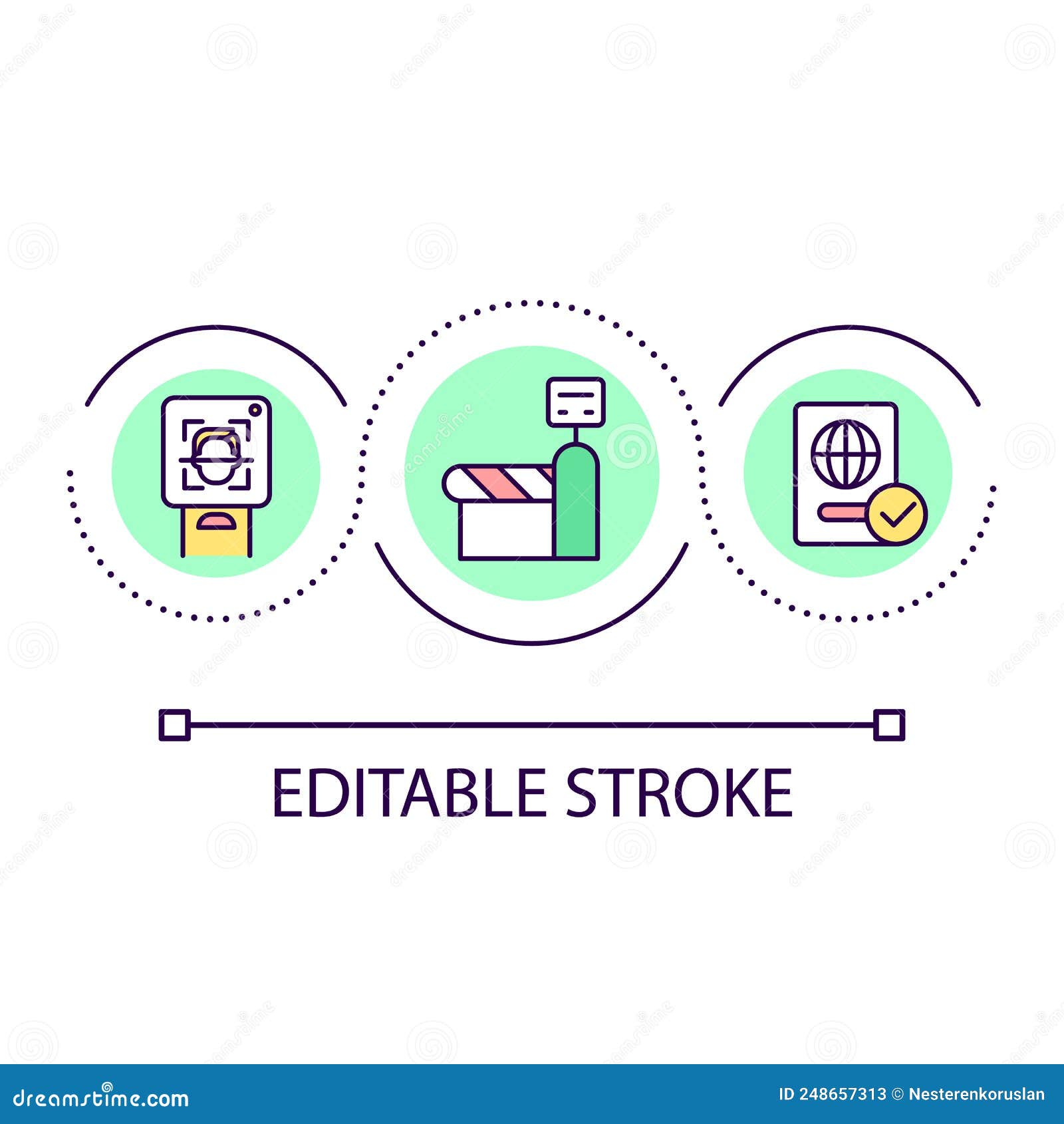 Border Crossings Control with Biometric Technology Loop Concept Icon ...