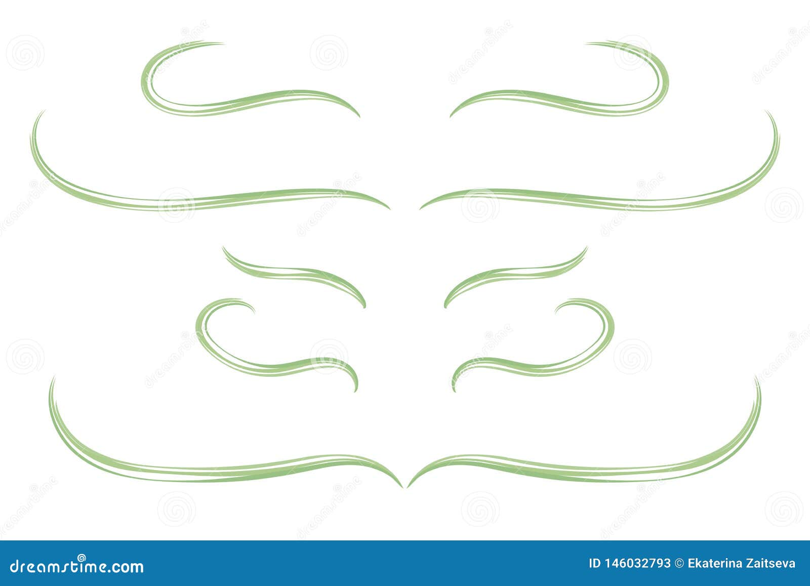 Border of Curls of Green Blades of Grass Isolated Object on a White ...