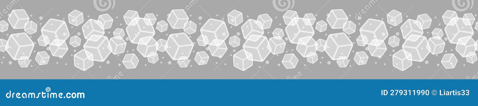 Border with 3d Ice Cubes and Bubbles. Stock Vector - Illustration of ...