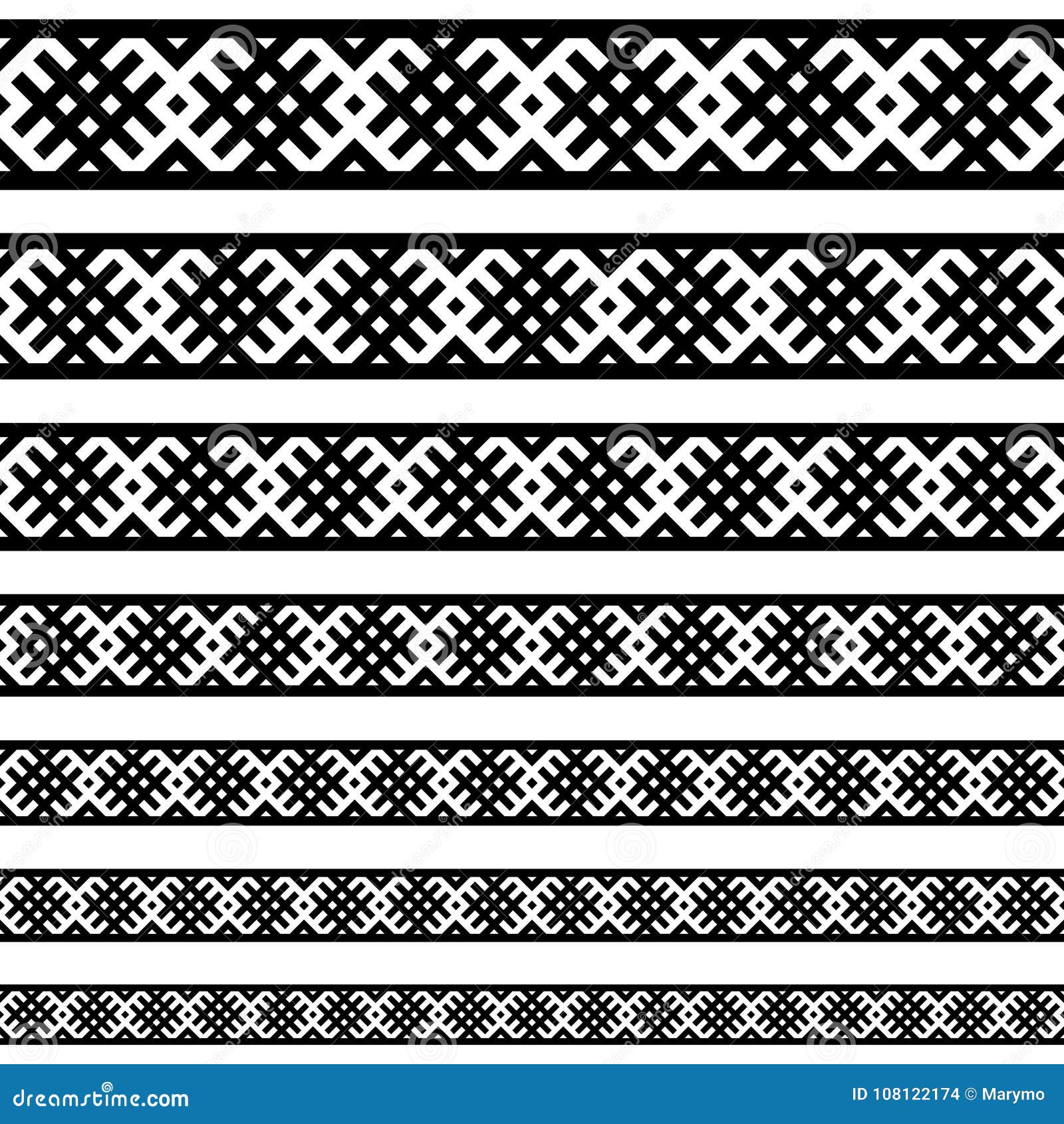 Border Decoration Elements Patterns in Black and White Colors ...