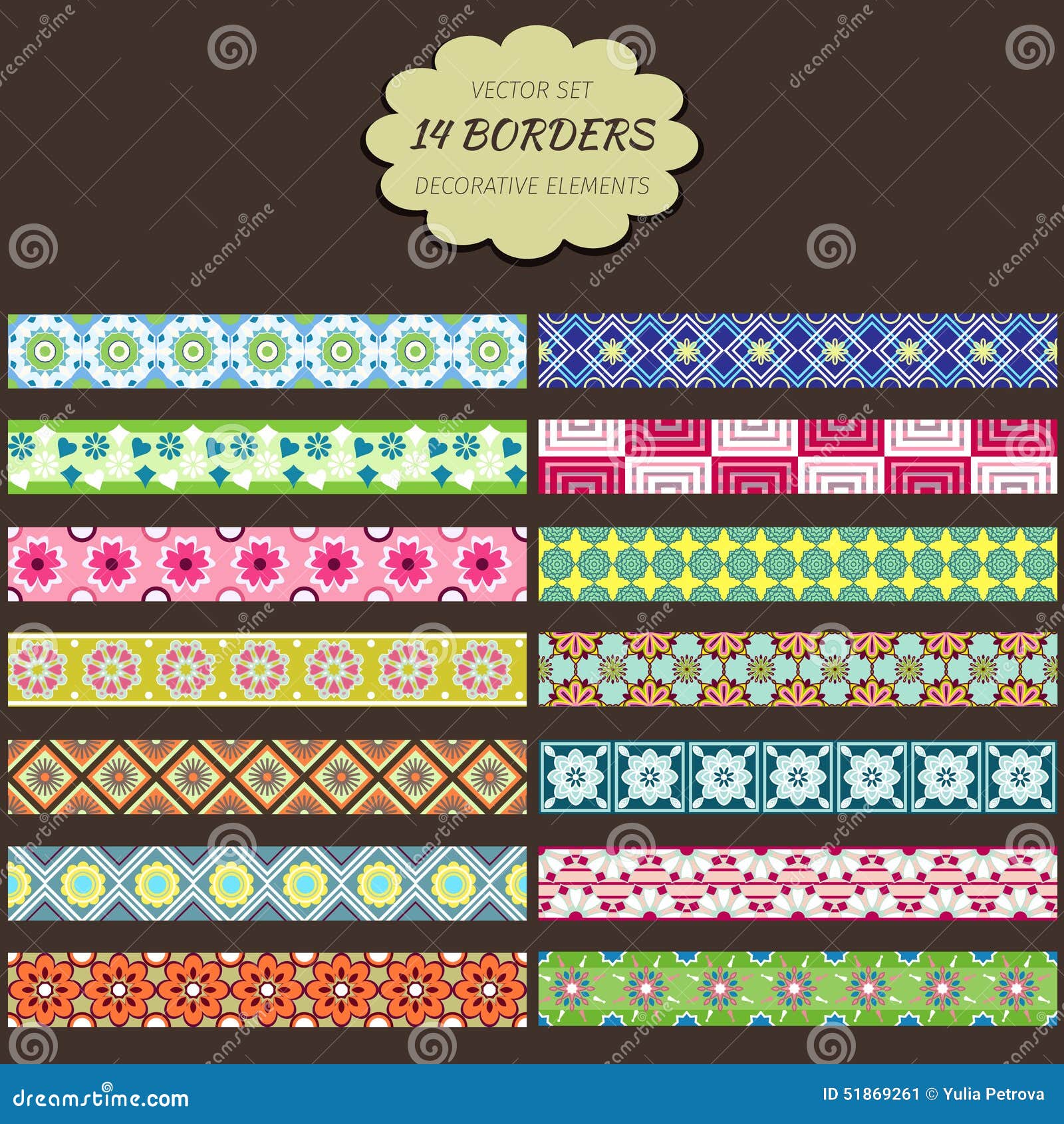 Border Decoration Elements Patterns Stock Vector - Illustration of ...