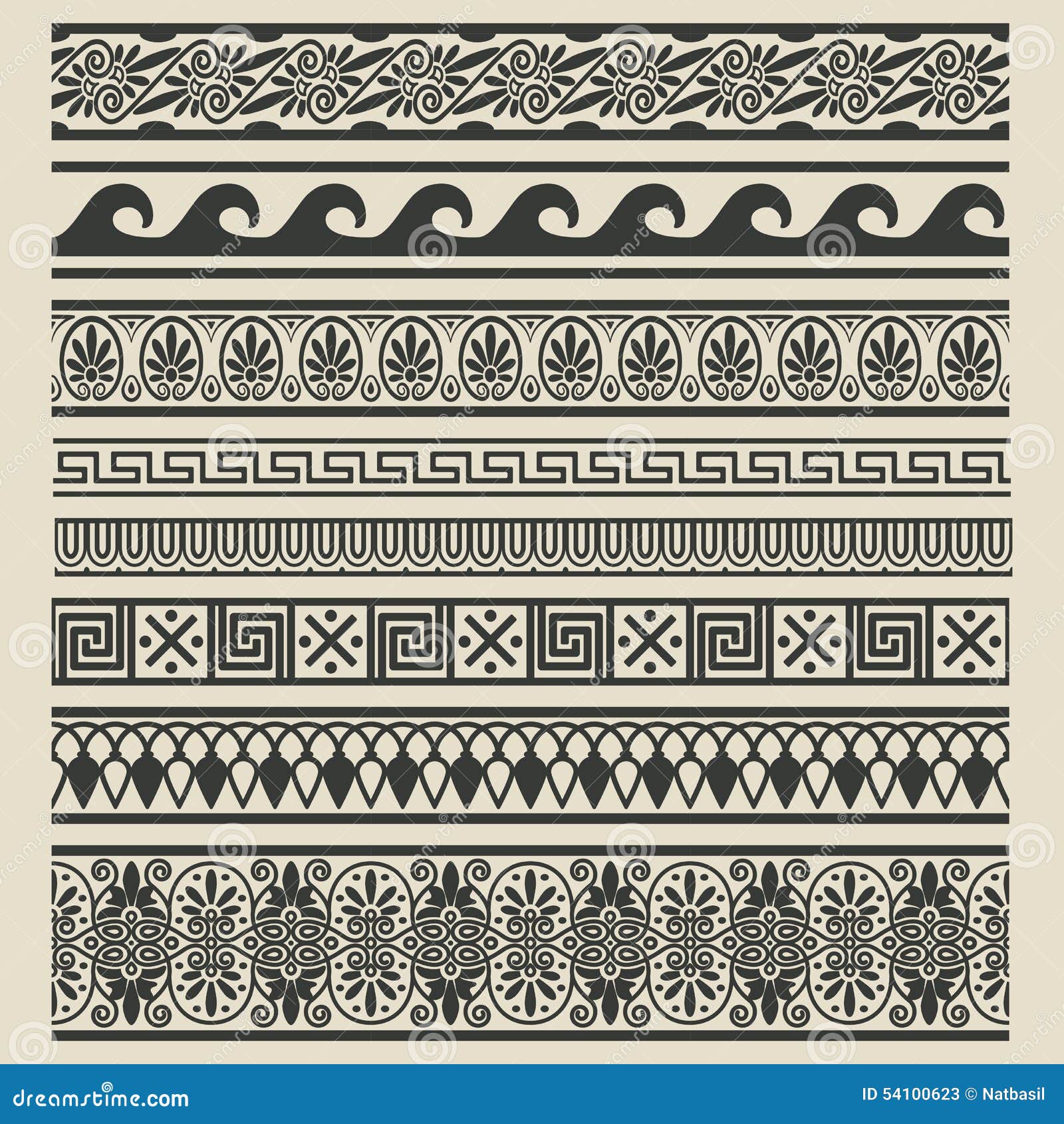 Border Decoration Set. Greek Ethnic Patterns Stock Vector ...