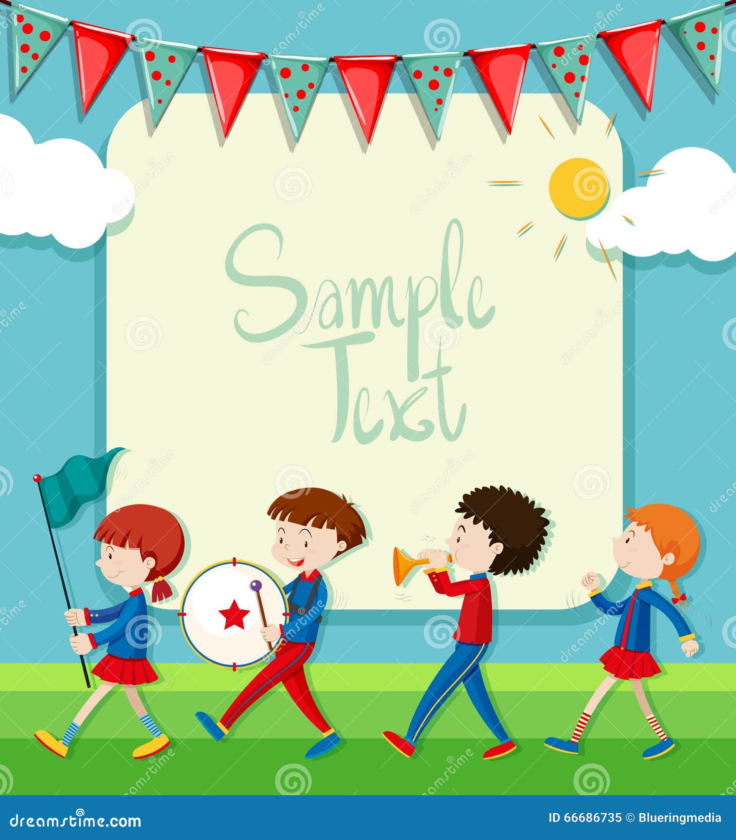 Border Design with Band Marching in the Park Stock Vector ...