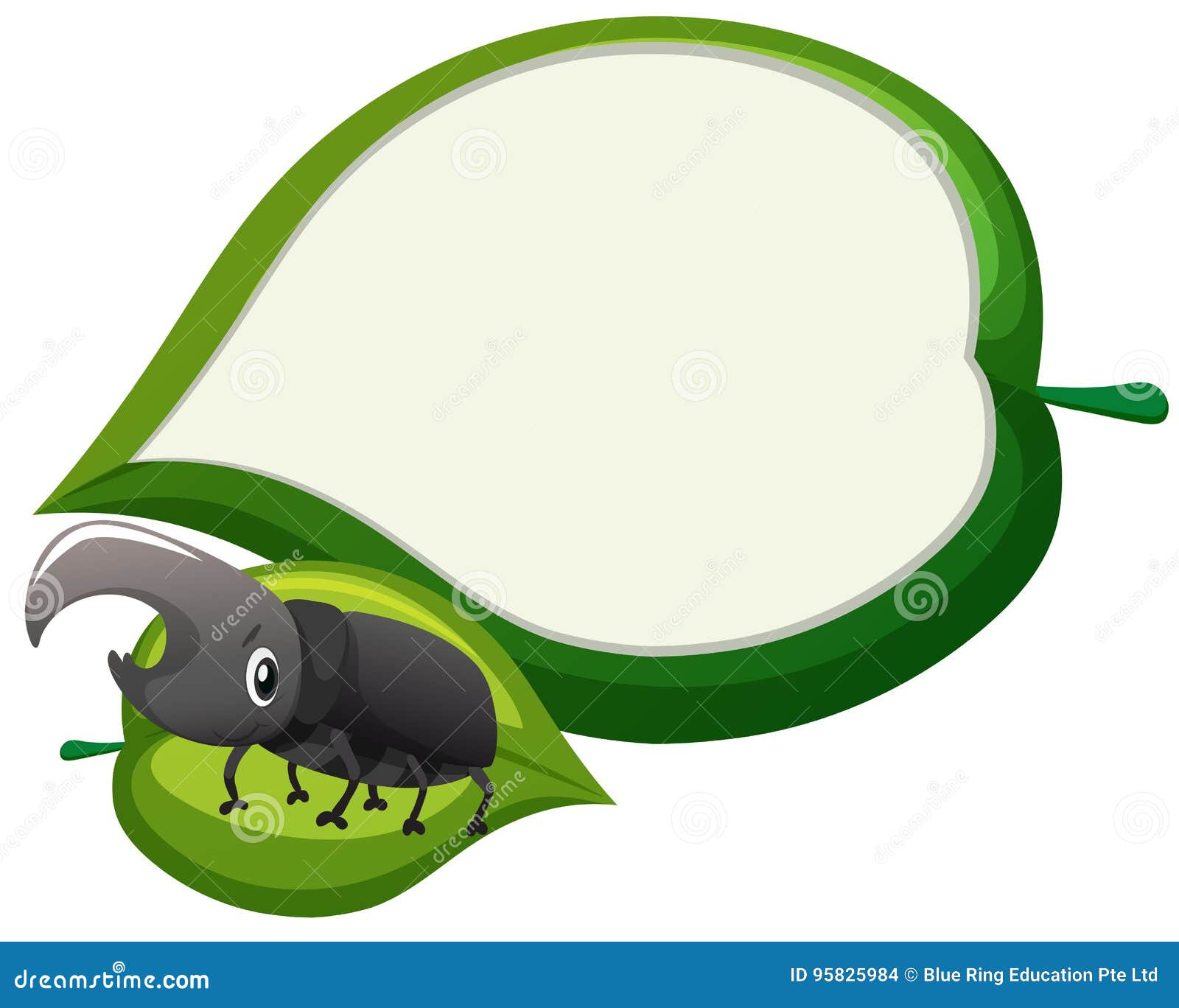 Border Design With Beetle On Leaf Vector Illustration | CartoonDealer ...