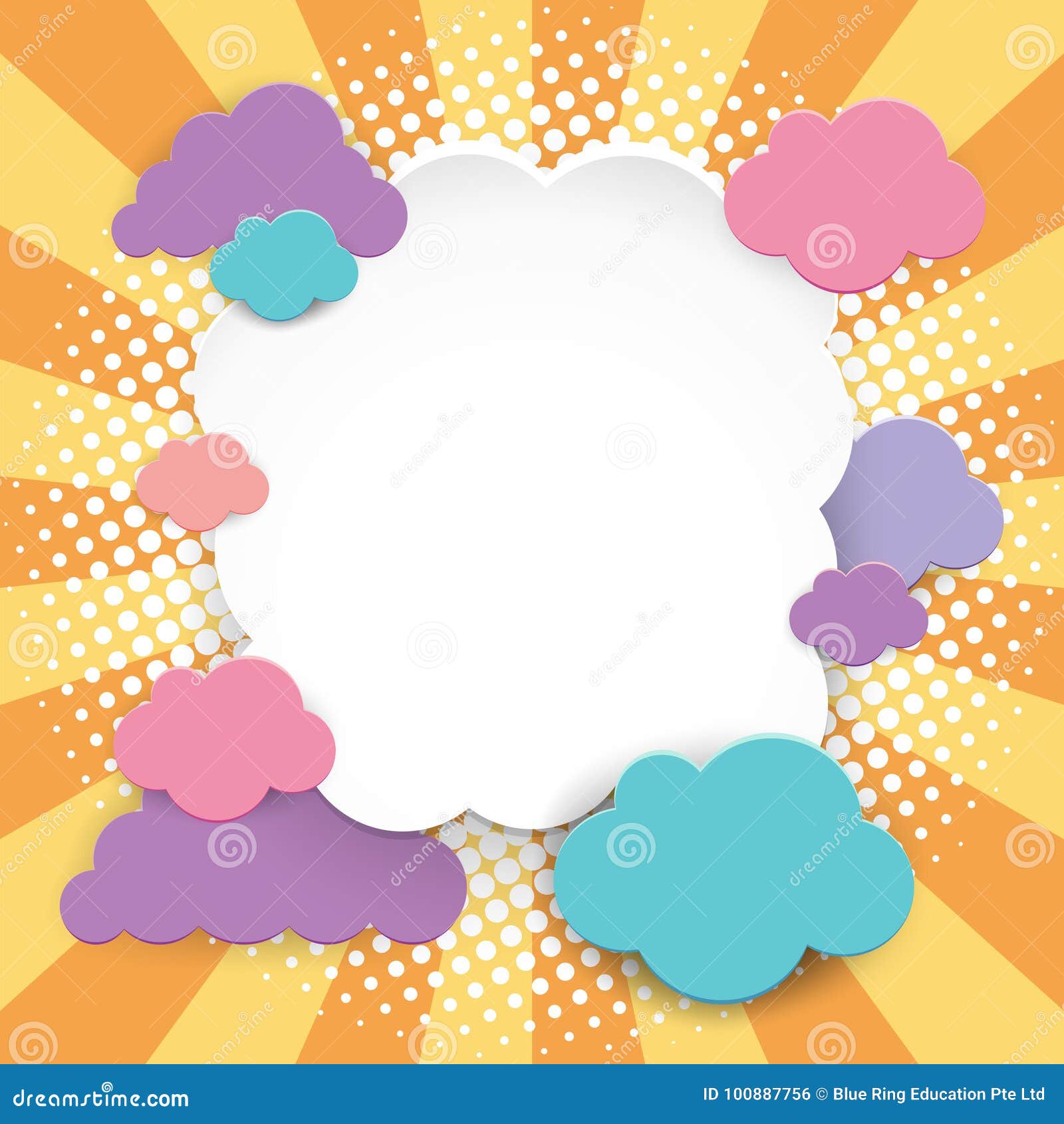 Border Design with Colorful Clouds Stock Vector - Illustration of ...