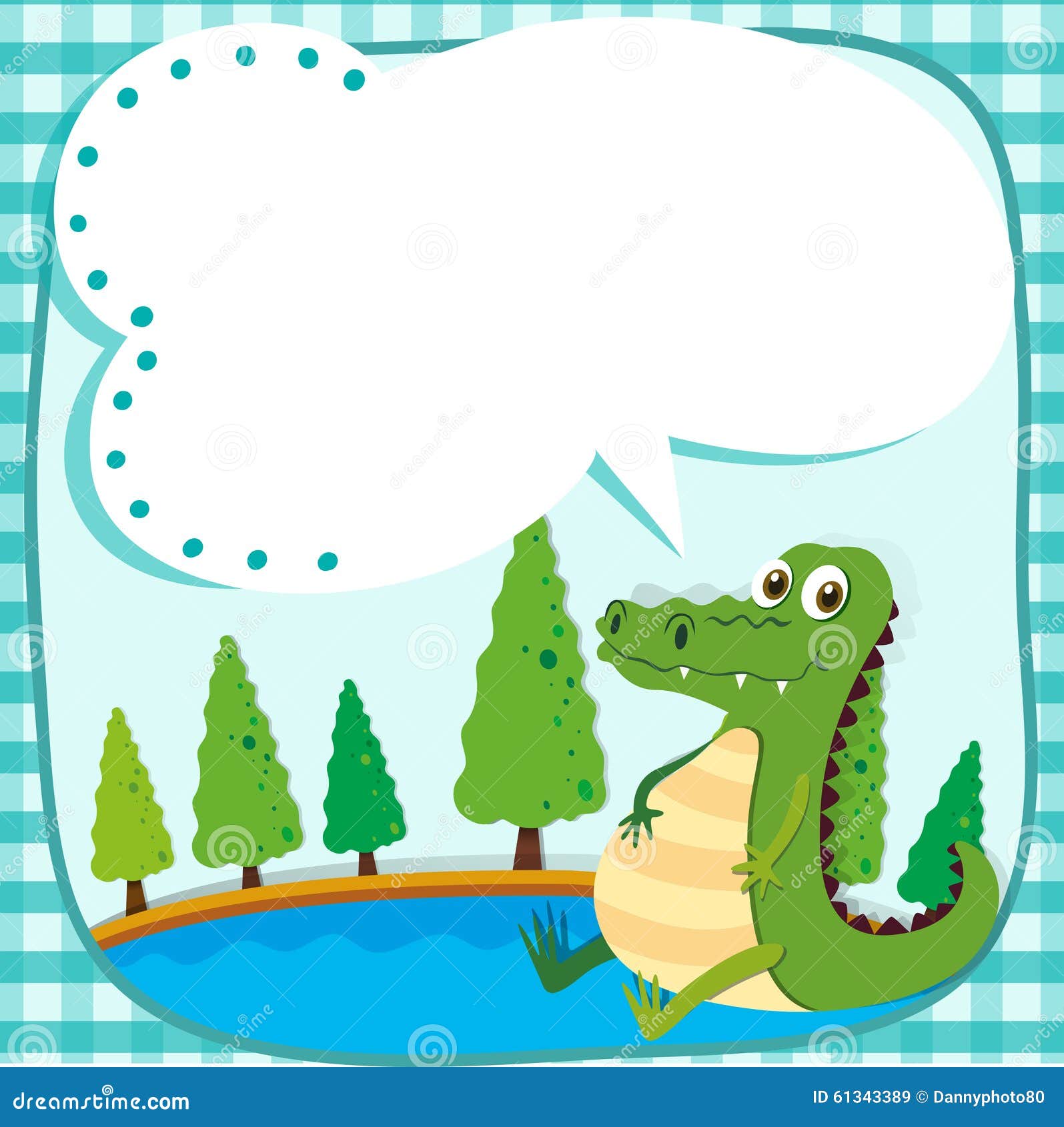 Border Design with Crocodile and Pond Stock Vector - Illustration of ...