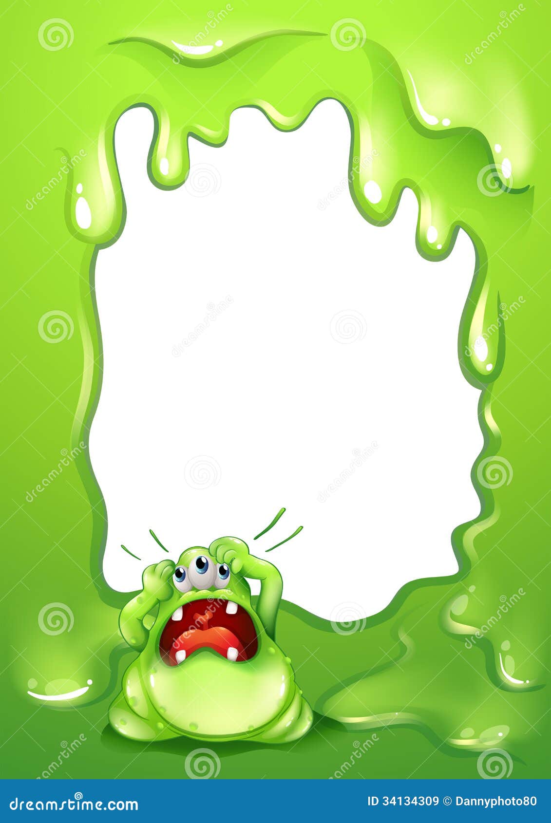 A Border Design with a Crying Green Monster Stock Vector - Illustration ...