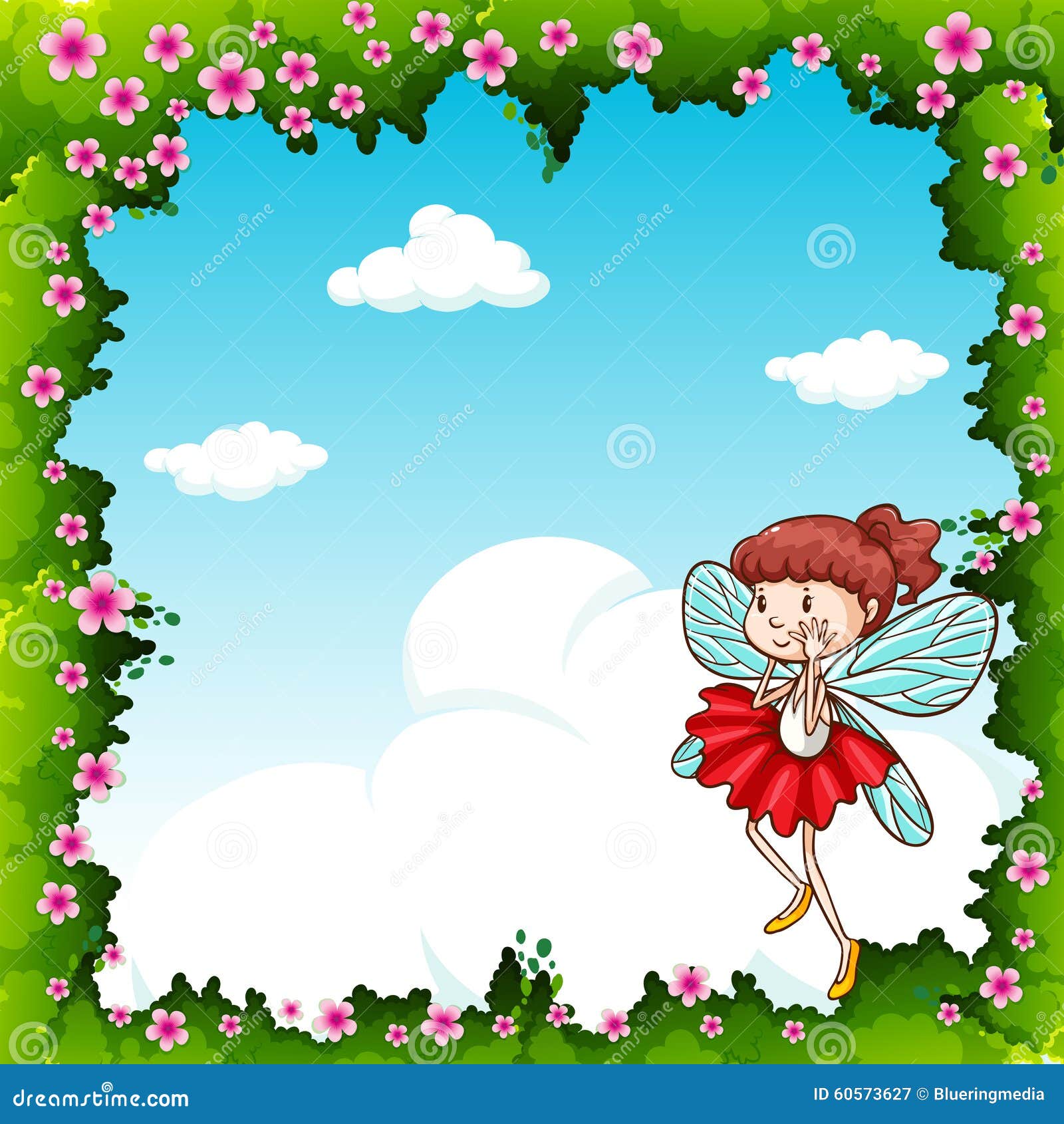 Border Design with Fairy Flying Stock Illustration - Illustration of ...