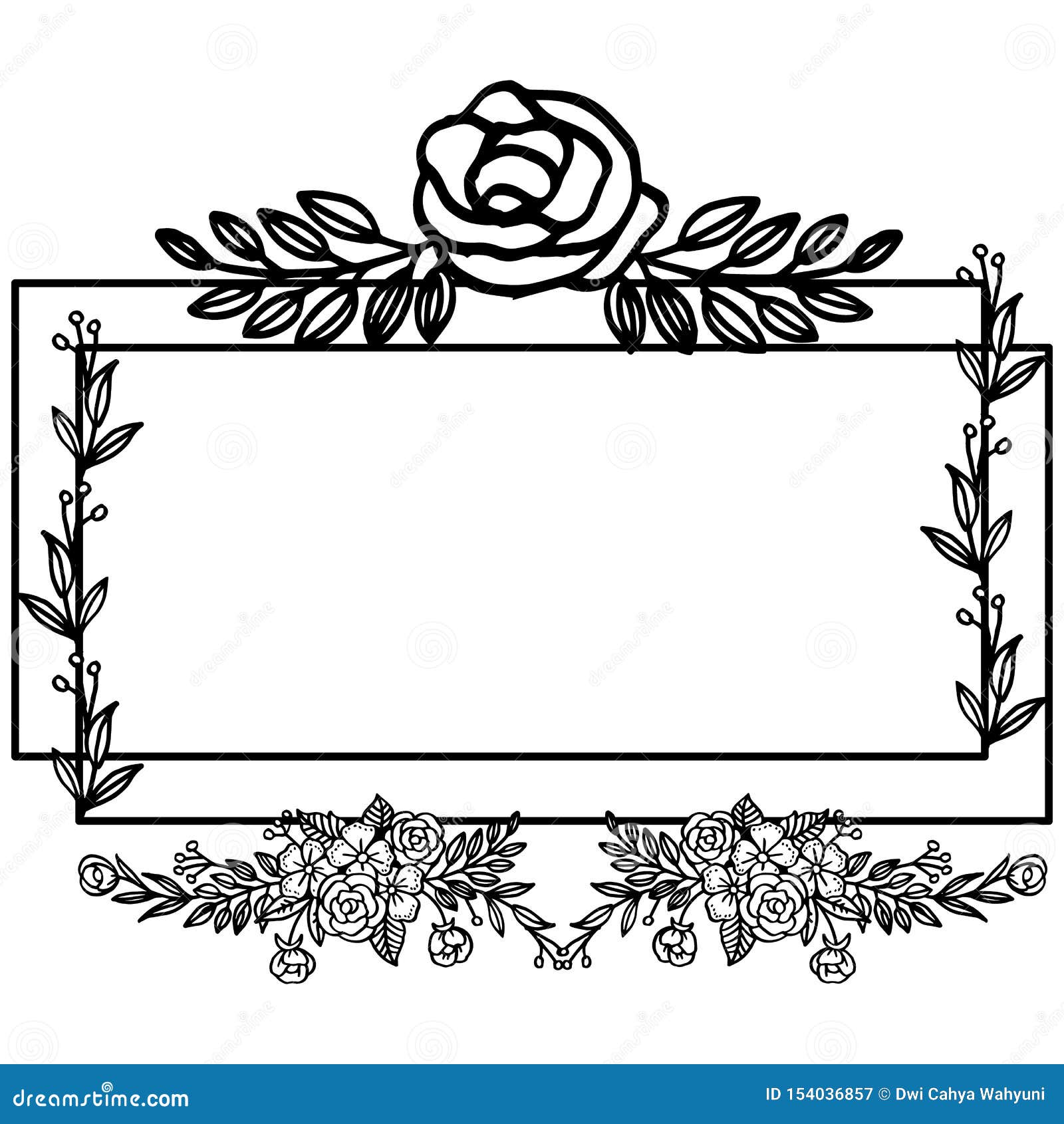 Border Design of Leaf Flower Frame for Template. Vector Stock Vector ...