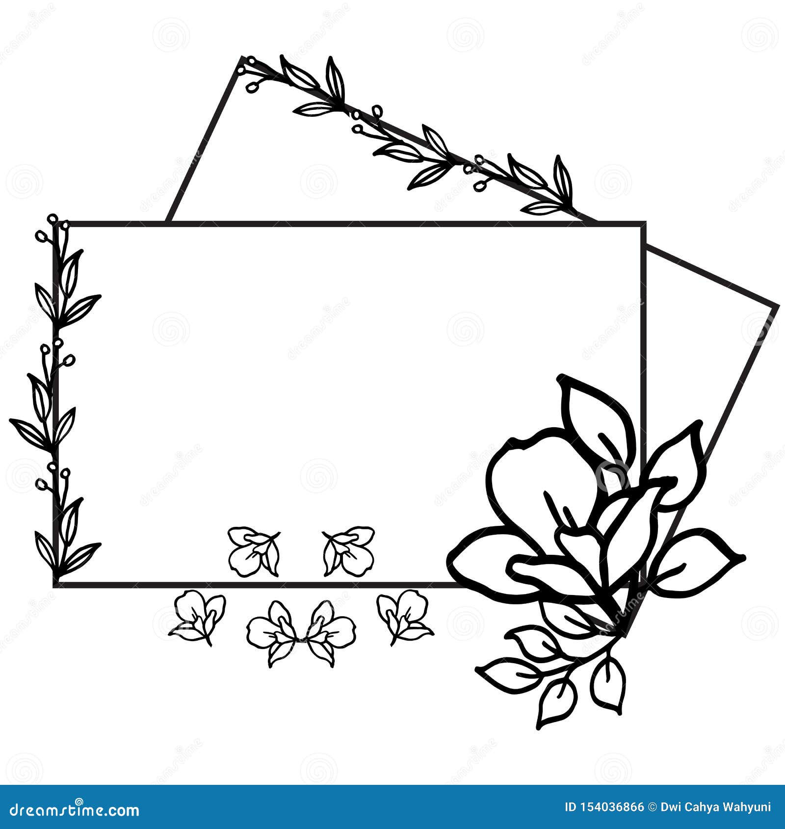 Border Design of Leaf Flower Frame for Template. Vector Stock Vector ...