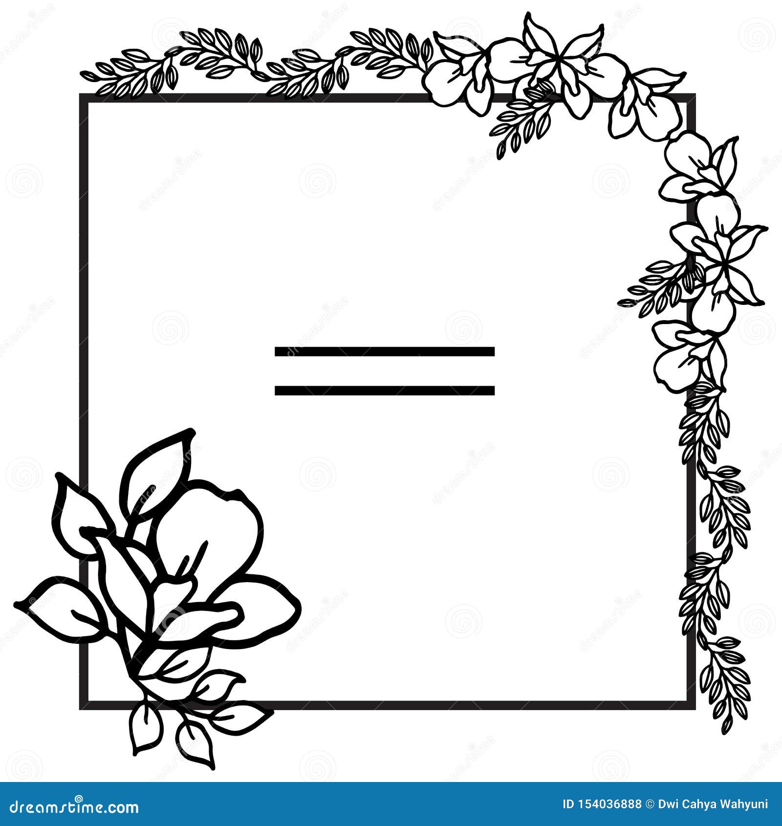 Border Design of Leaf Flower Frame for Template. Vector Stock Vector ...