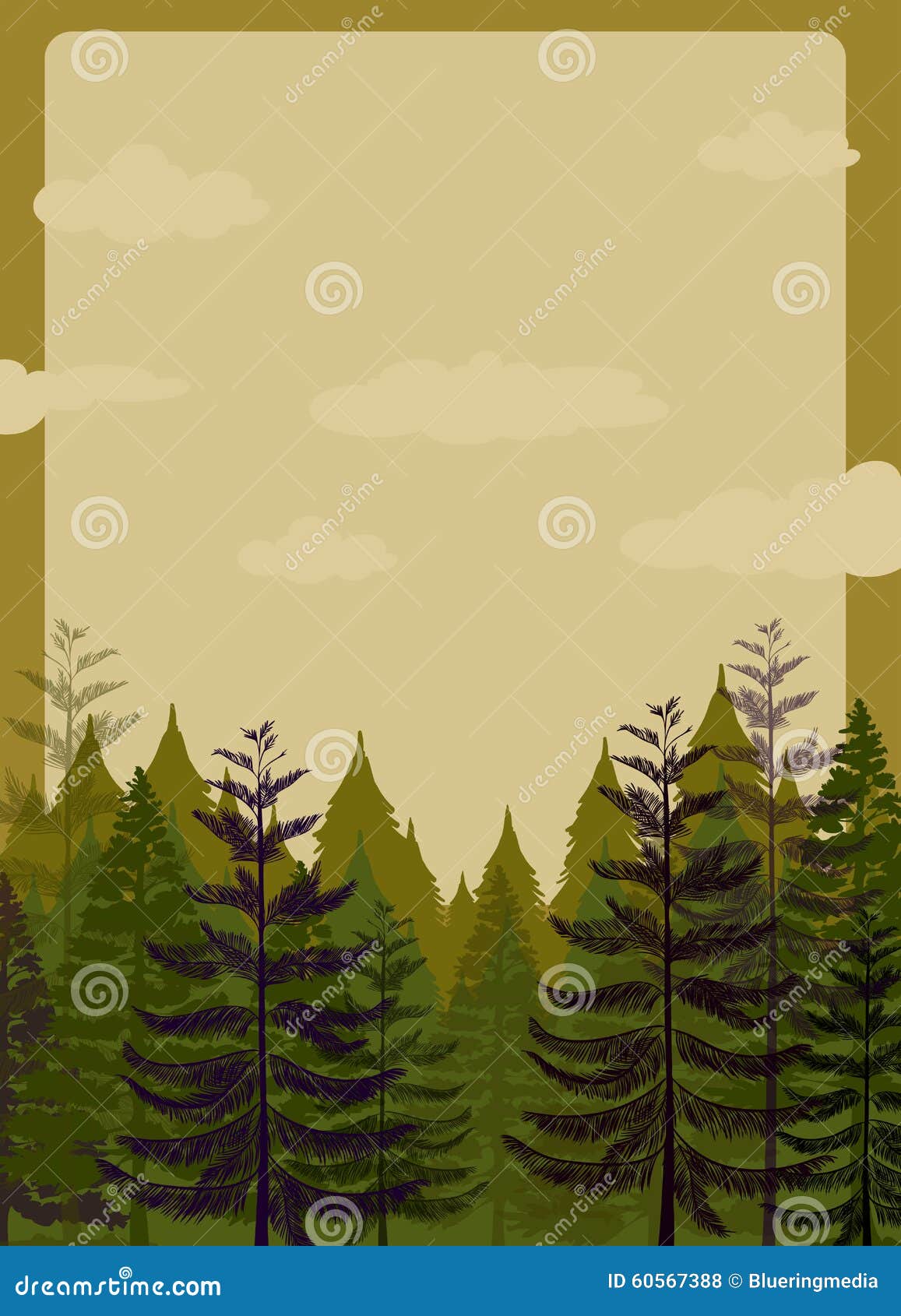 Border Design with Pine Forest Stock Vector - Illustration of ...