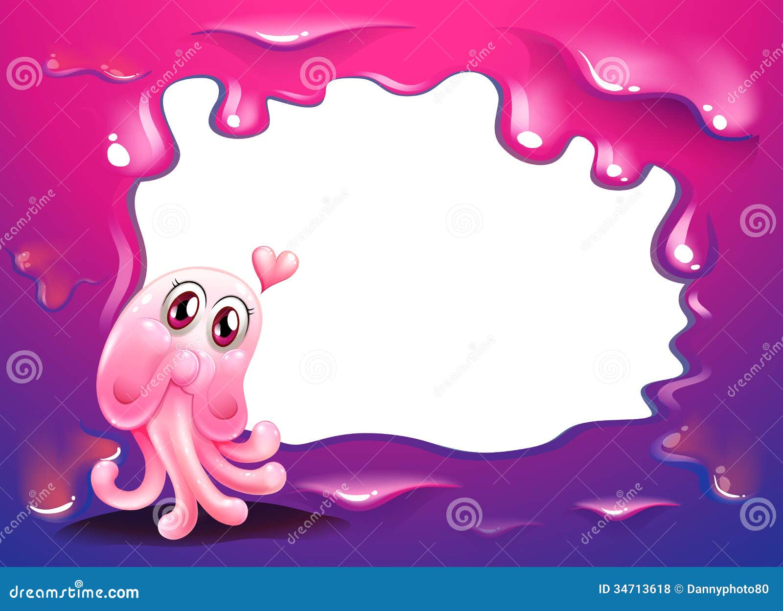 A Border Design with a Pink Octopus Monster Stock Illustration ...