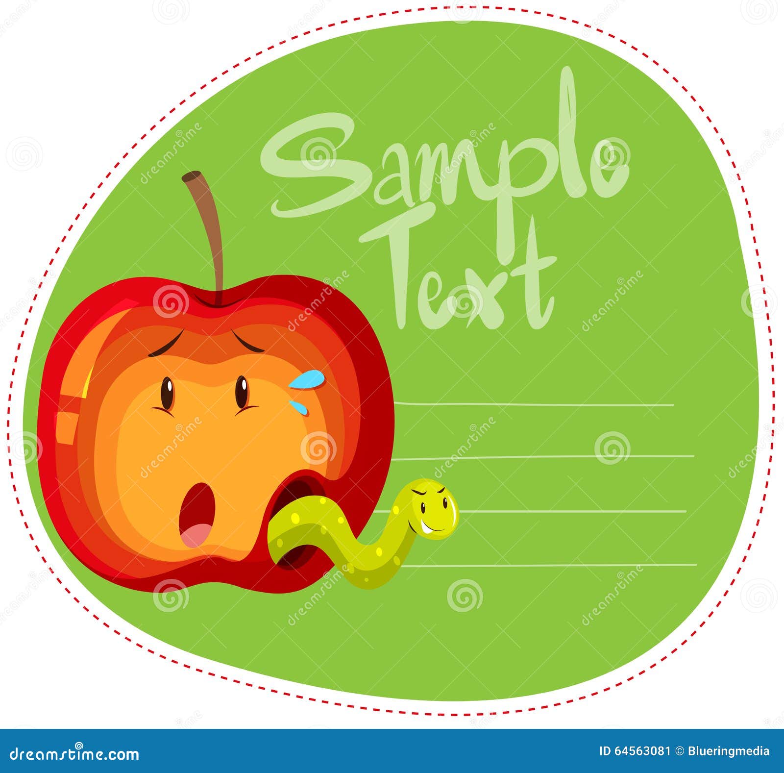 Rotten Red Apple Fruit With Leaf Cartoon Drawing Simple Design. Stock ...