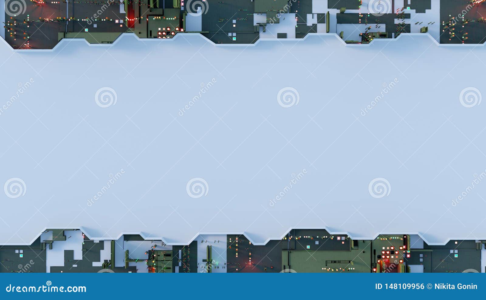 Border of Electronics Technology Plate and Free Space 3D Rendering ...