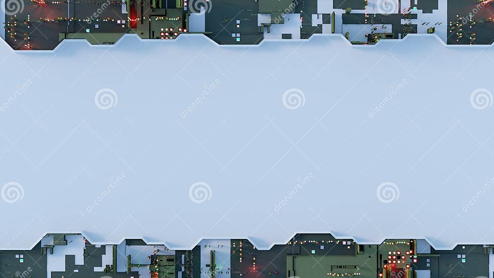 Border of Electronics Technology Plate and Free Space 3D Rendering ...