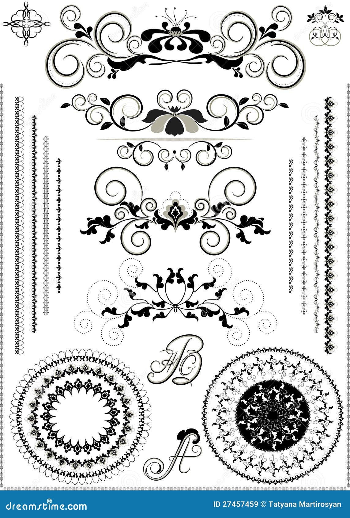 Border of the Flourishes and Calligraphy Letters Stock Vector ...