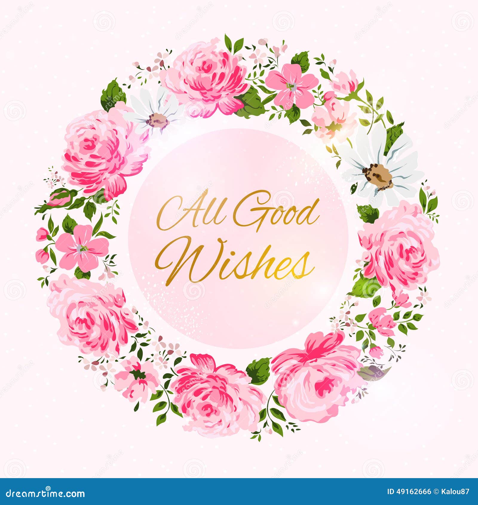 Border of Flowers with All Good Wishes Text. Stock Vector ...