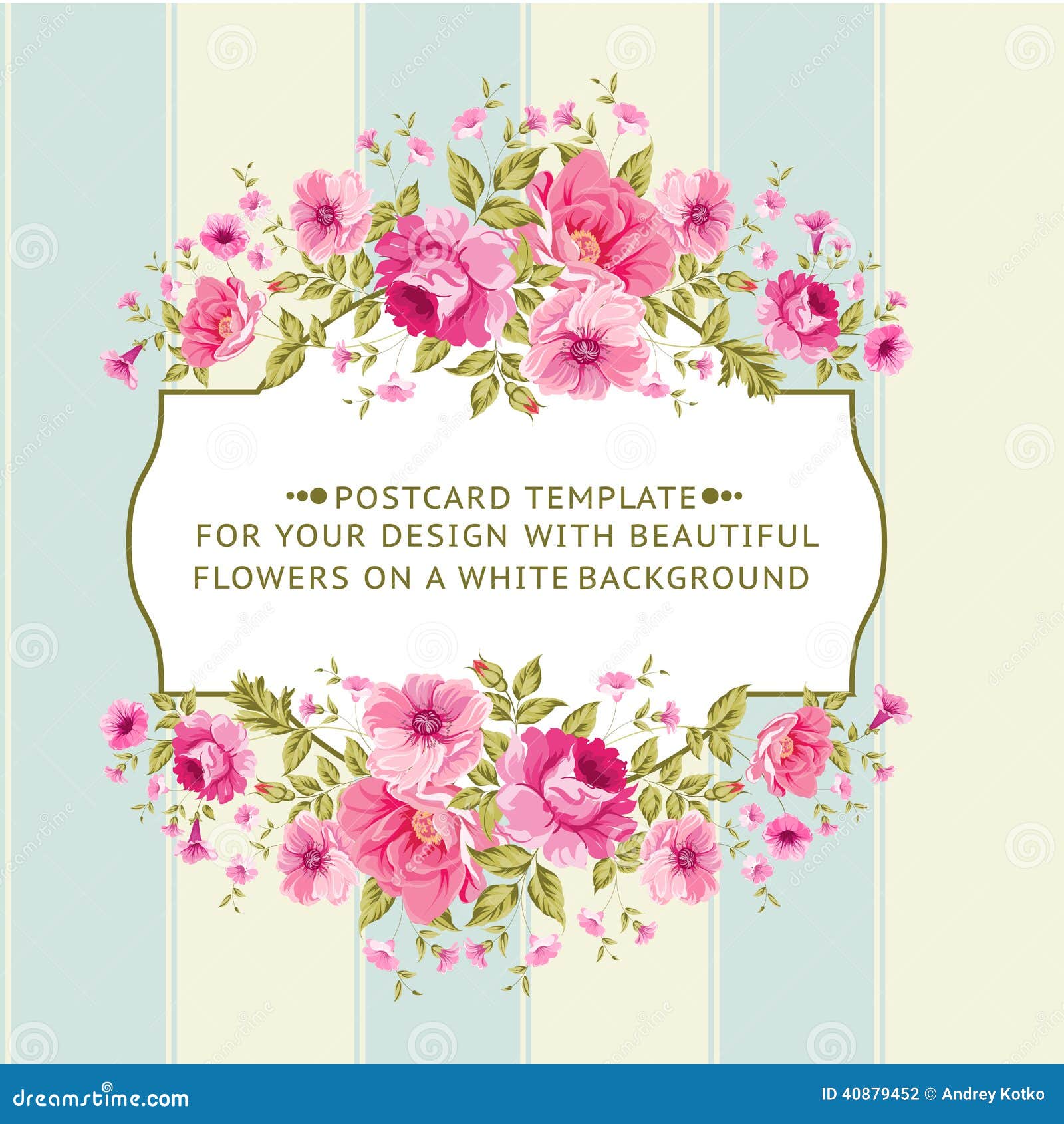 Border Of Flowers In Vintage Style. Stock Vector - Image: 40879452