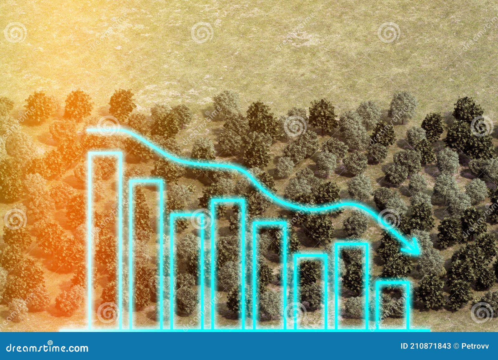 Border of Forest and Steppe with Chart Shows Decline Stock Image ...