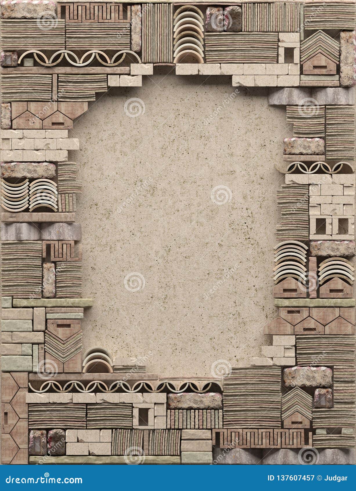 Border Frame On The Background Of A Sandy Clay Wall With Decorative ...