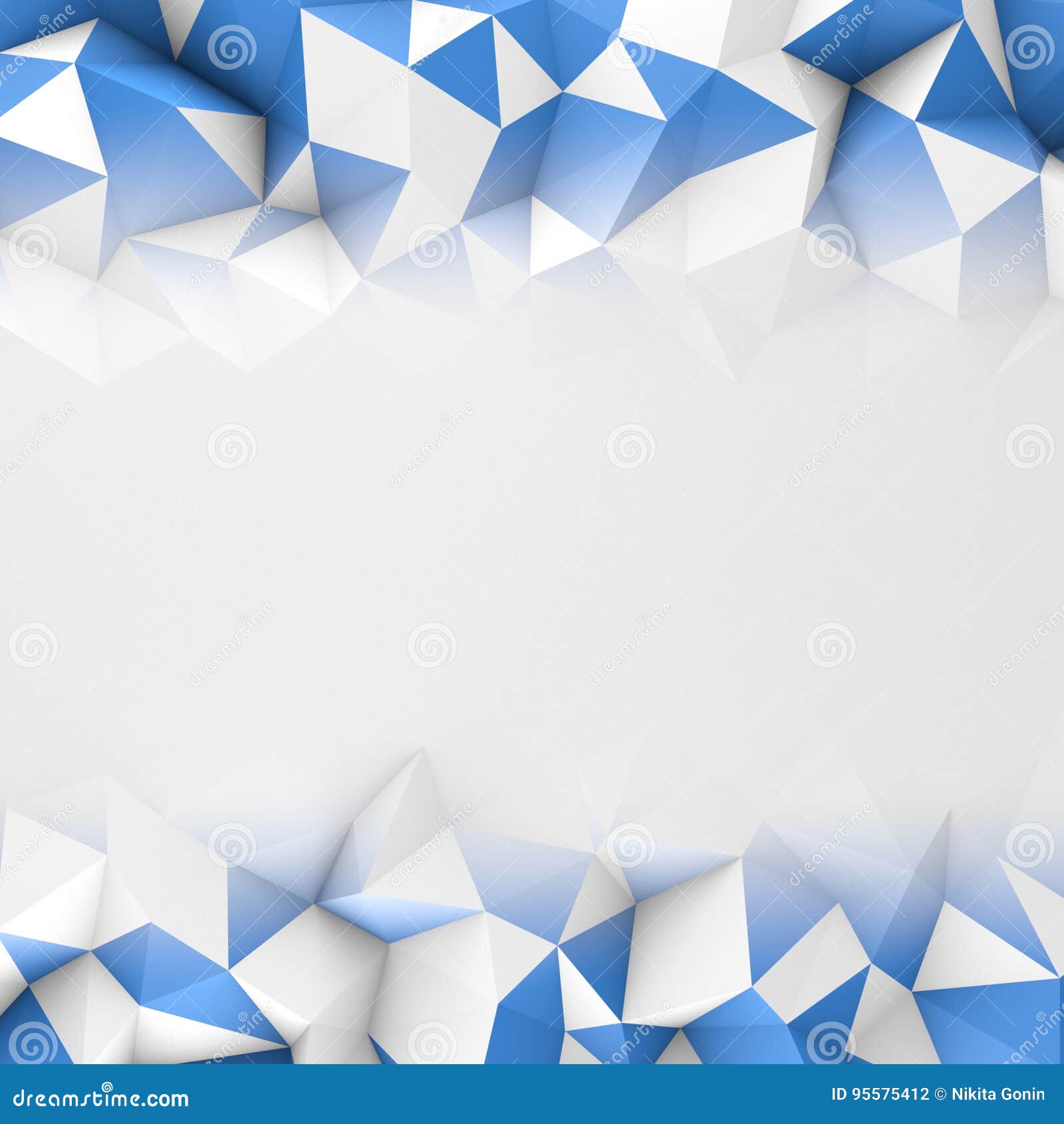 Border Frame with Blue Low Poly Surface Abstract 3D Render Stock ...