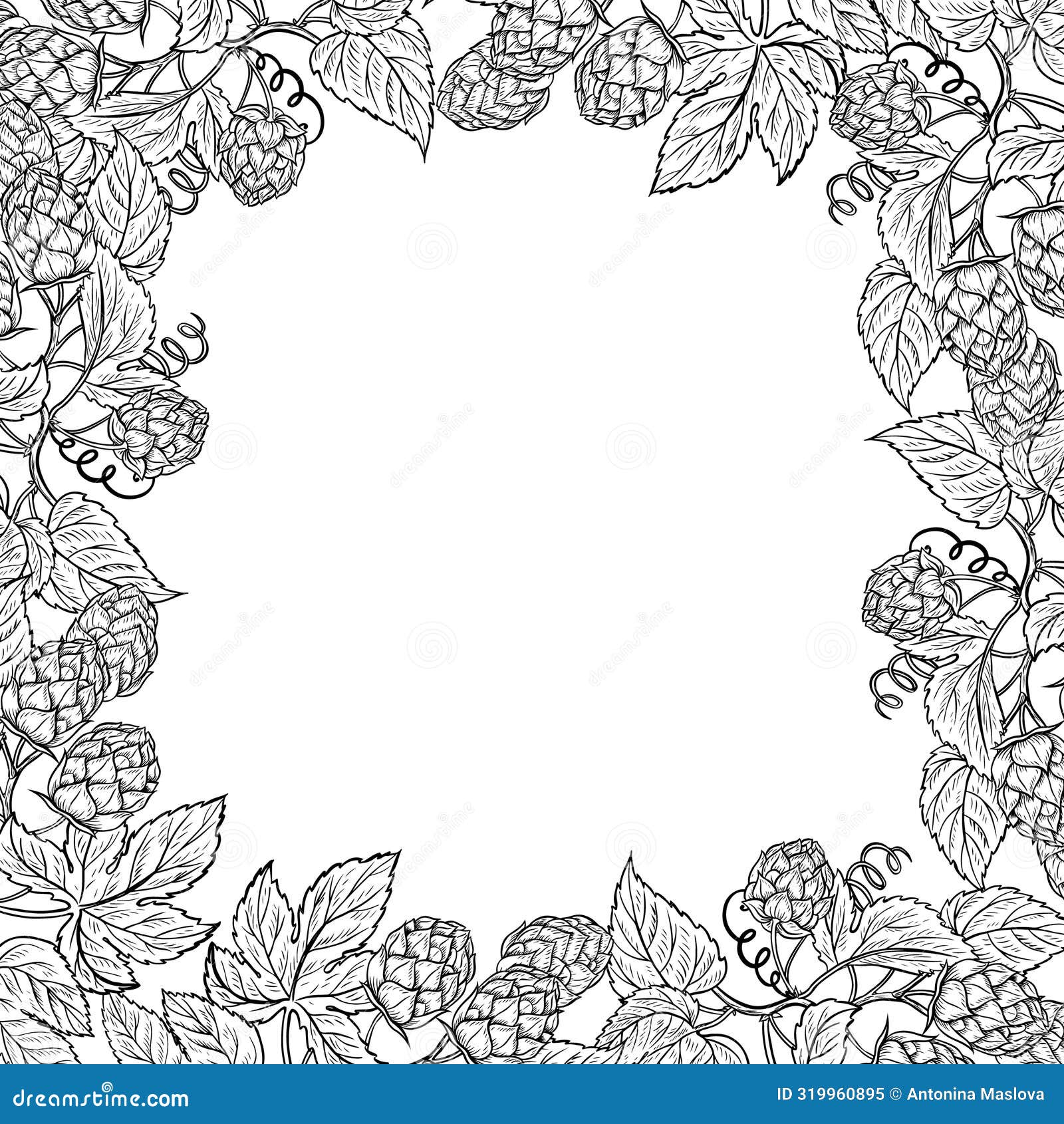 The Border Frame with Branches of Hops. an Ingredient for Brewing Stock ...