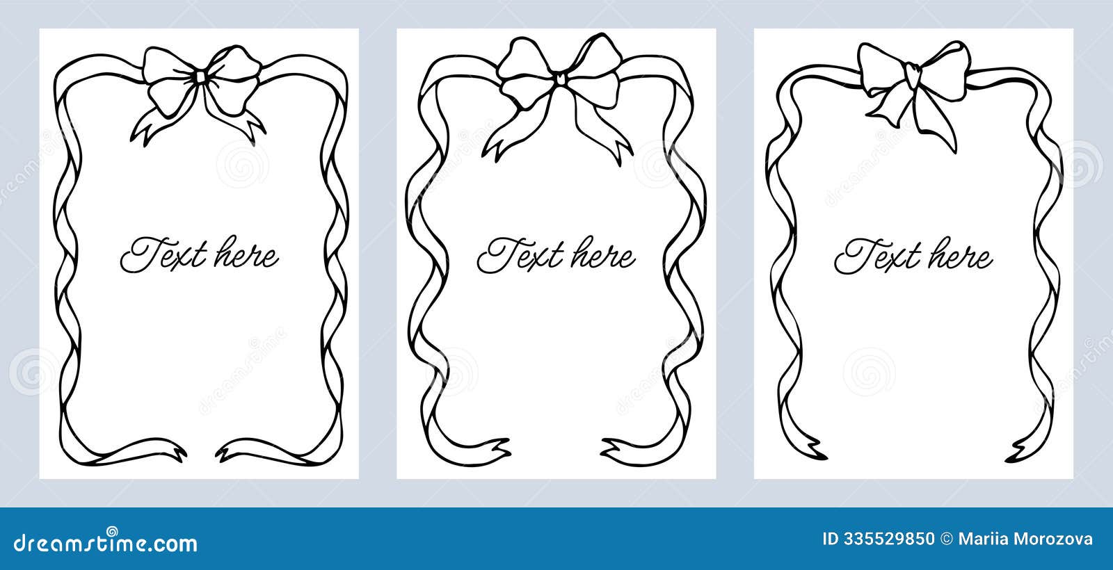 Border Frame Cards. Bow Frames Template with Space for Text Isolated on ...