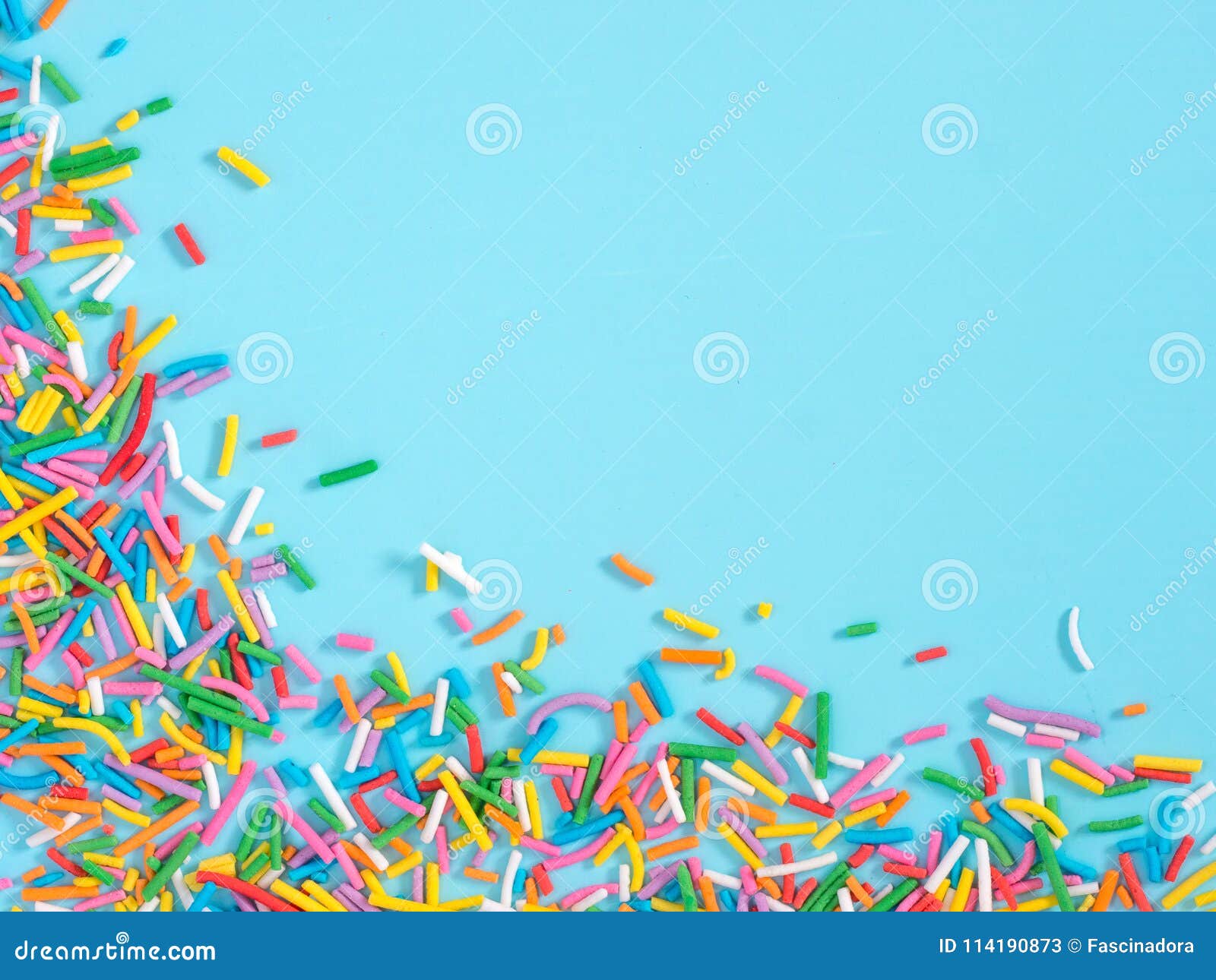 Border Frame of Colorful Sprinkles on Blue Background Stock Image ...