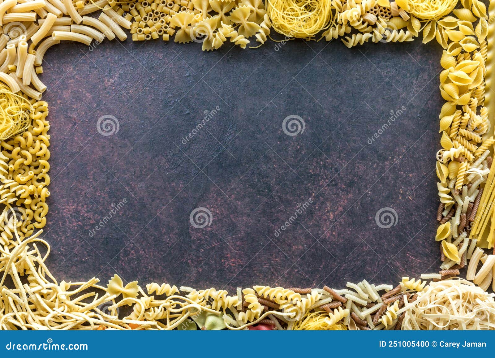 A Border Frame of Dried Pasta with Copy Space in the Middle. Stock ...