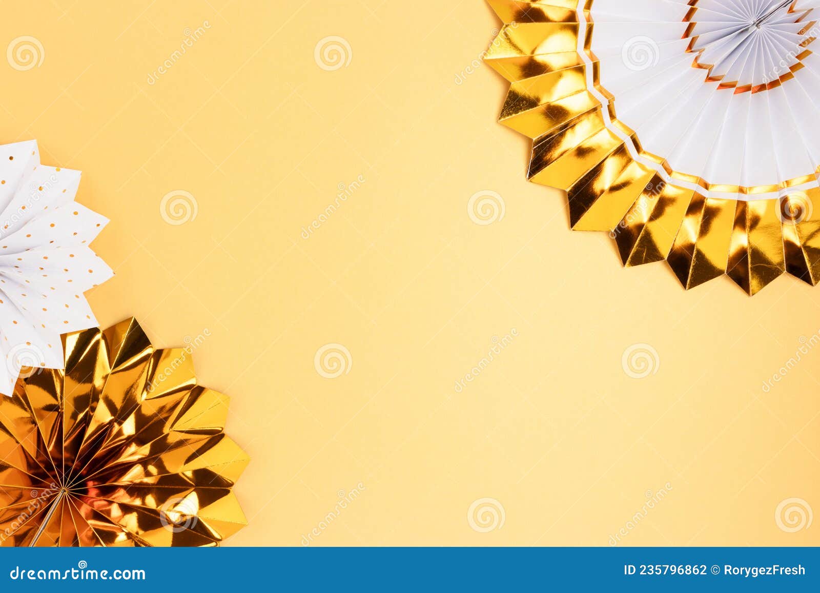 Border Frame Made of Gold Colored Paper Fans. Stock Photo - Image of ...