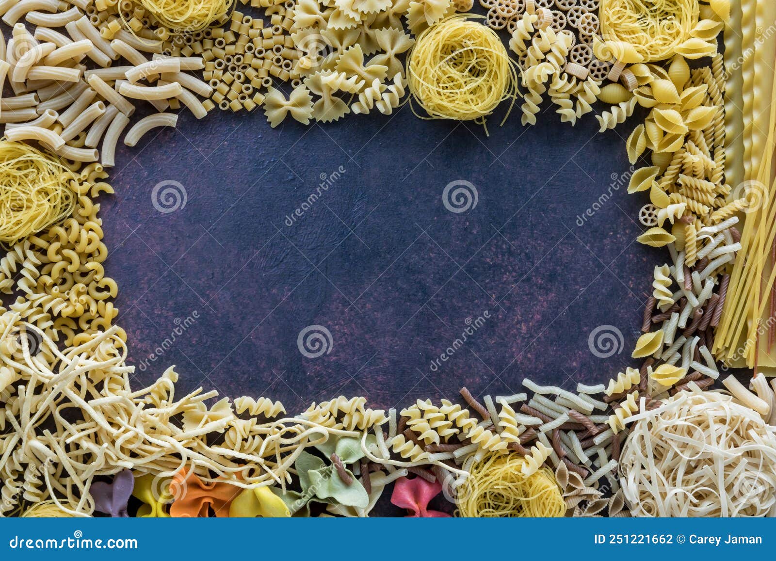 A Border Frame Made Up of Dry Pasta Shapes with Copy Space in the ...