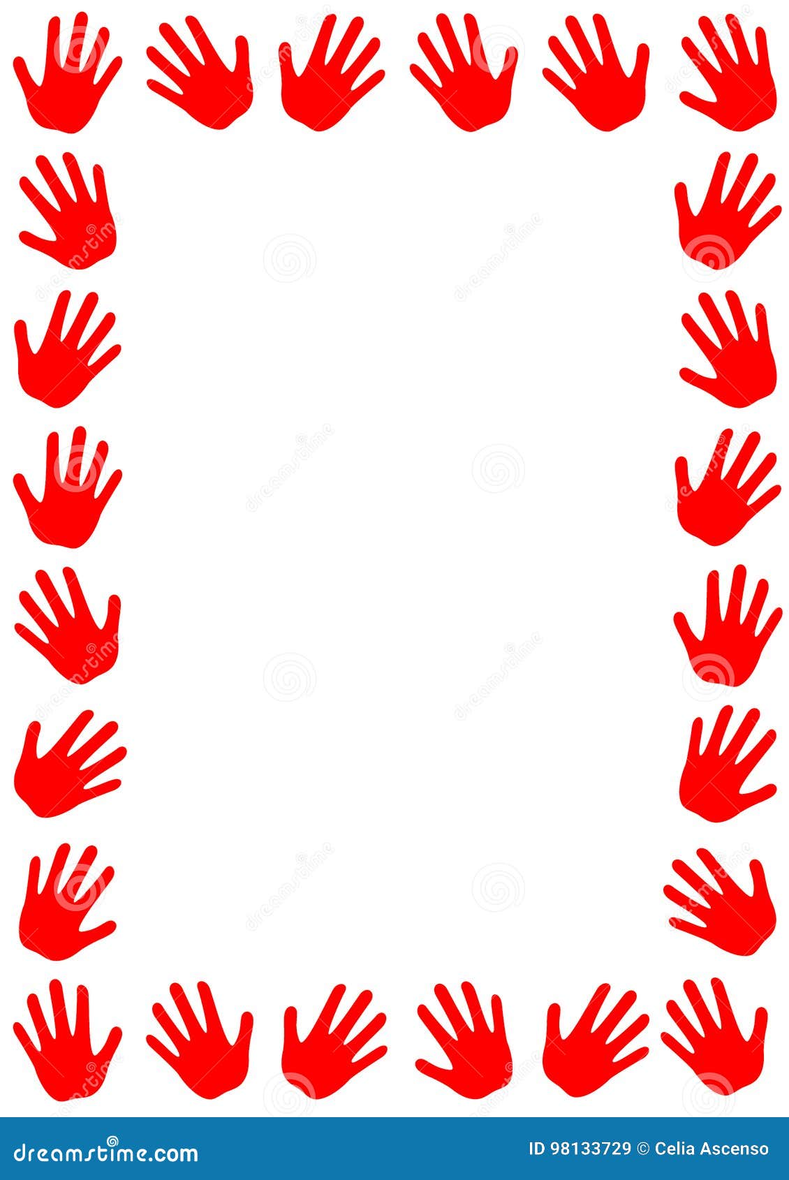 Red hands frame border stock illustration. Illustration of year - 98133729