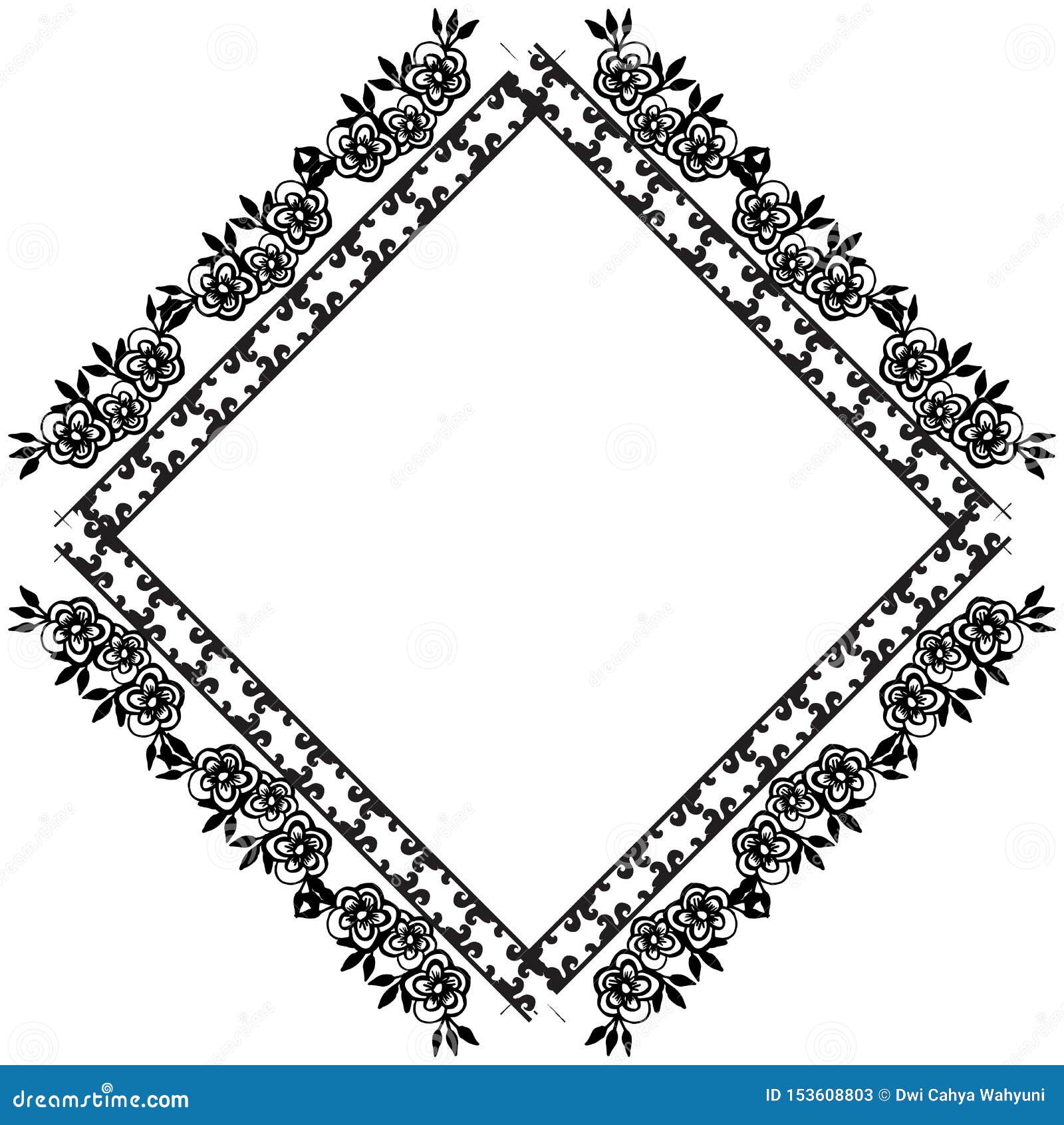 Border Frame Unique, Drawing Flowers, Invitation Card and Greeting Card ...