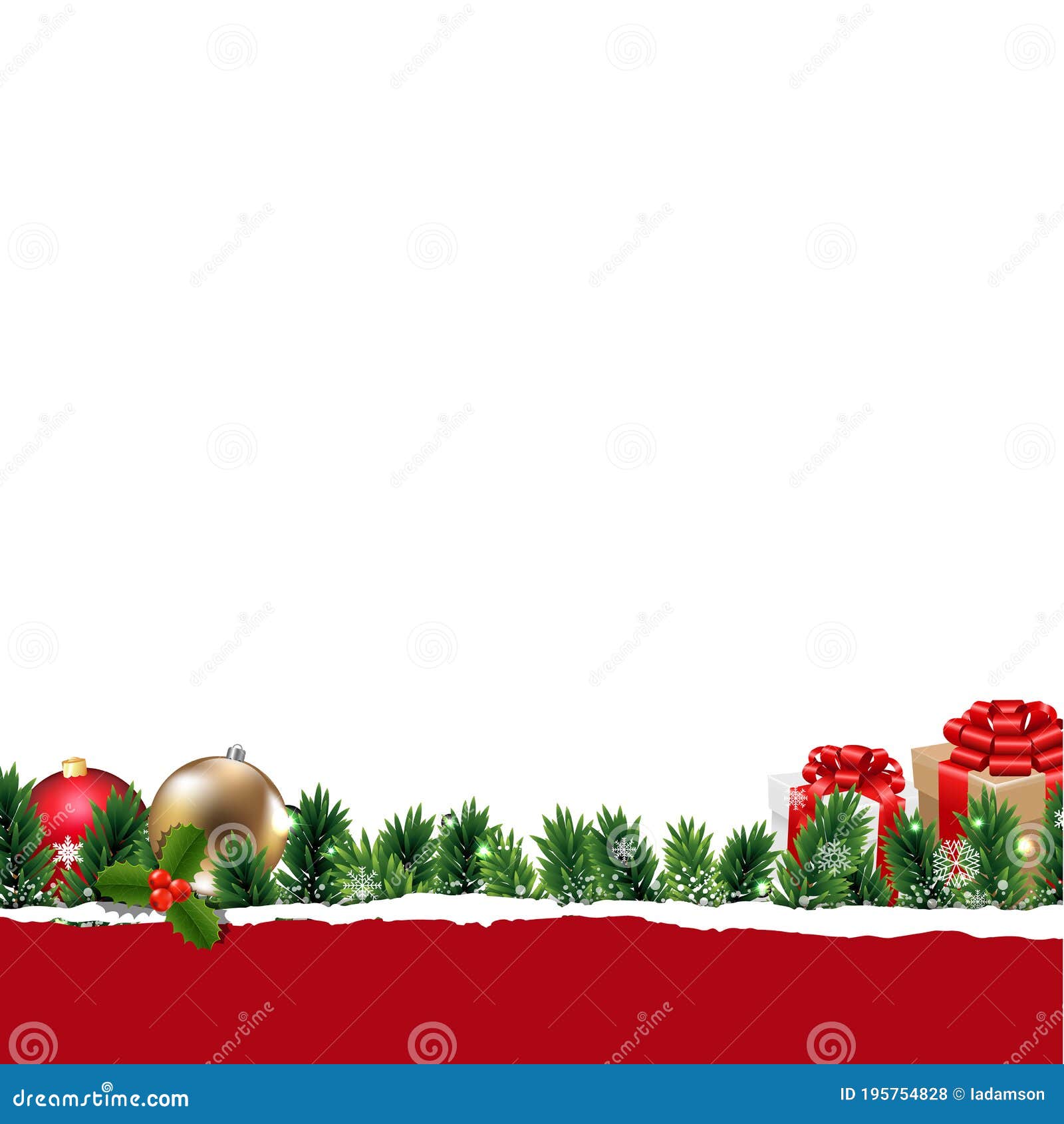 Border with Gift Box stock vector. Illustration of snow - 195754828