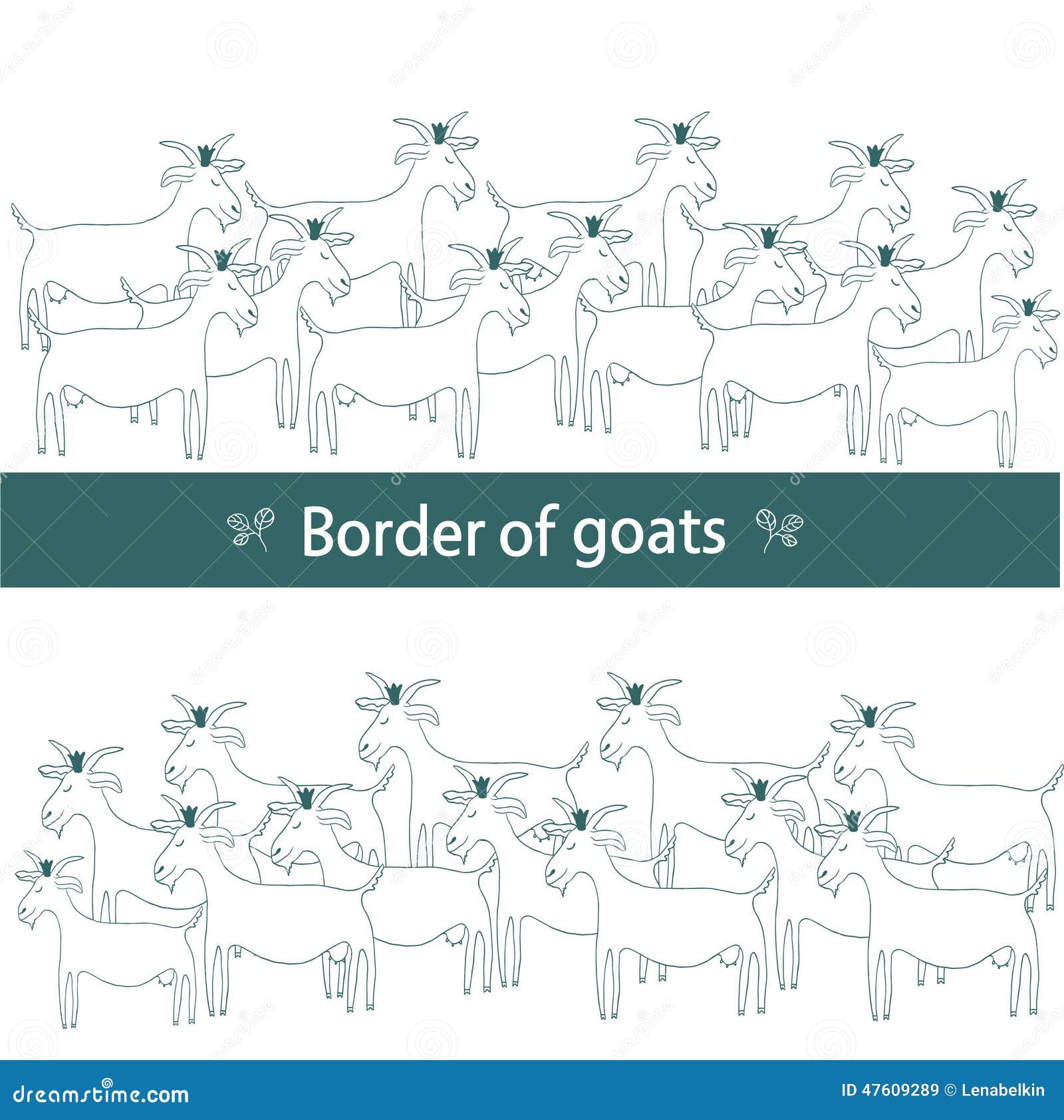 Border of goats stock vector. Illustration of domestic - 47609289