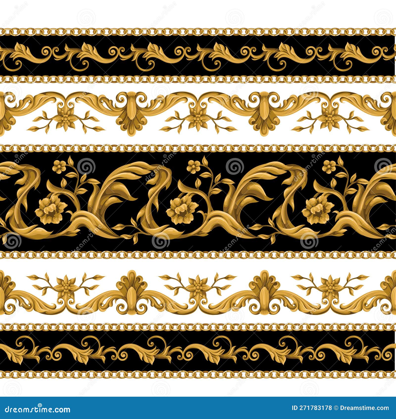 Border with Gold Baroque Elements. Vector Stock Vector - Illustration ...