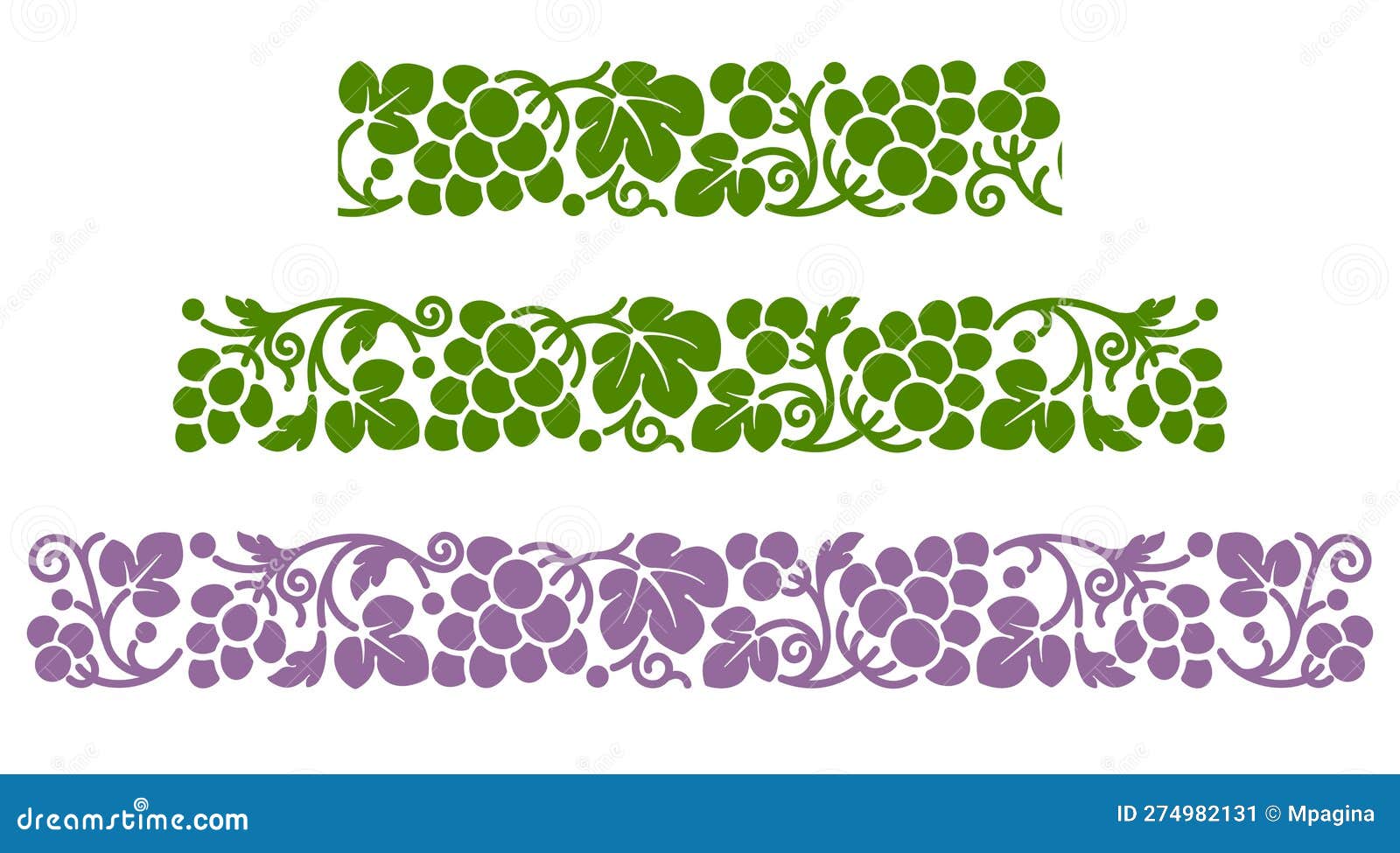 Border with Grape Pattern Set Stock Vector - Illustration of border ...