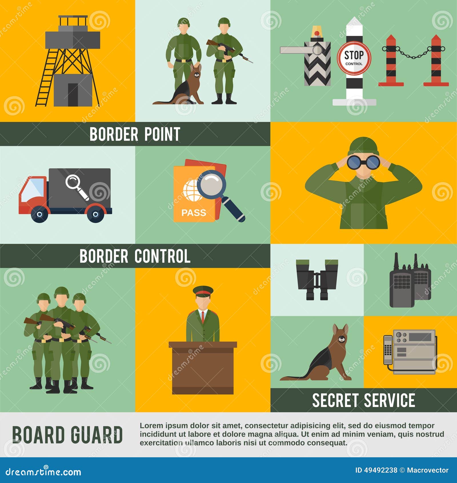 Border Guard Icon Flat stock vector. Illustration of control - 49492238